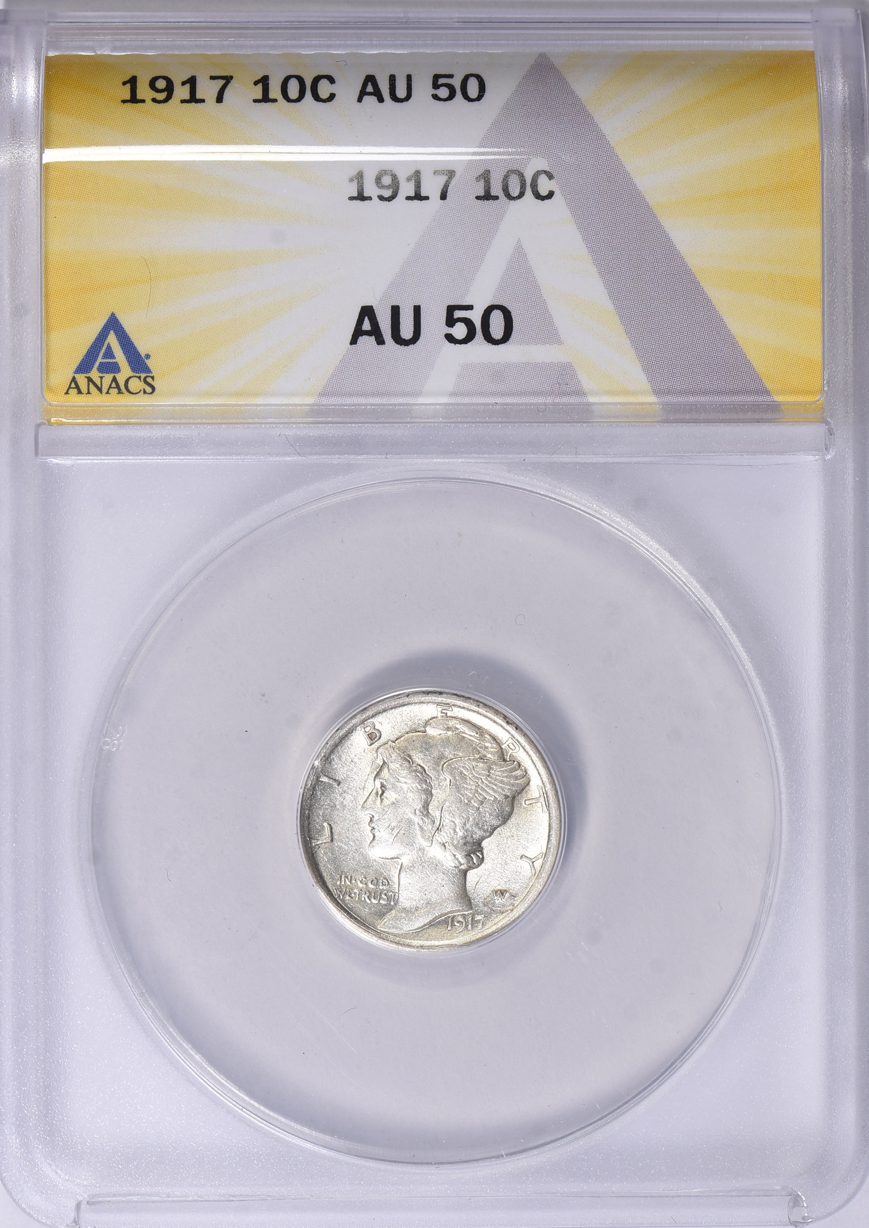 1917 Mercury Dime ANACS AU-50 (Item 1553818) | GreatCollections Coin Auctions