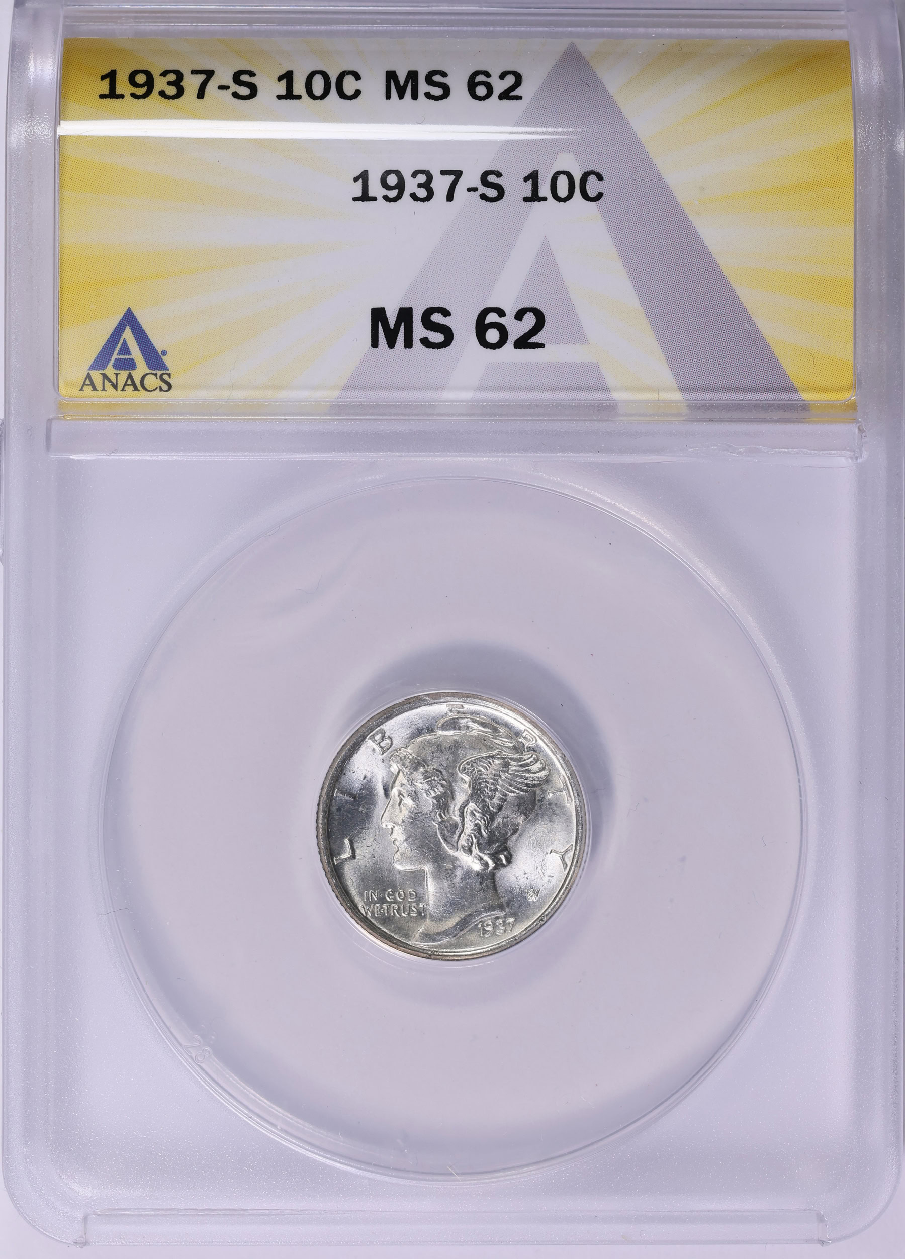 1937-S Mercury Dime ANACS MS-62 (Item 1553884) | GreatCollections Coin Auctions