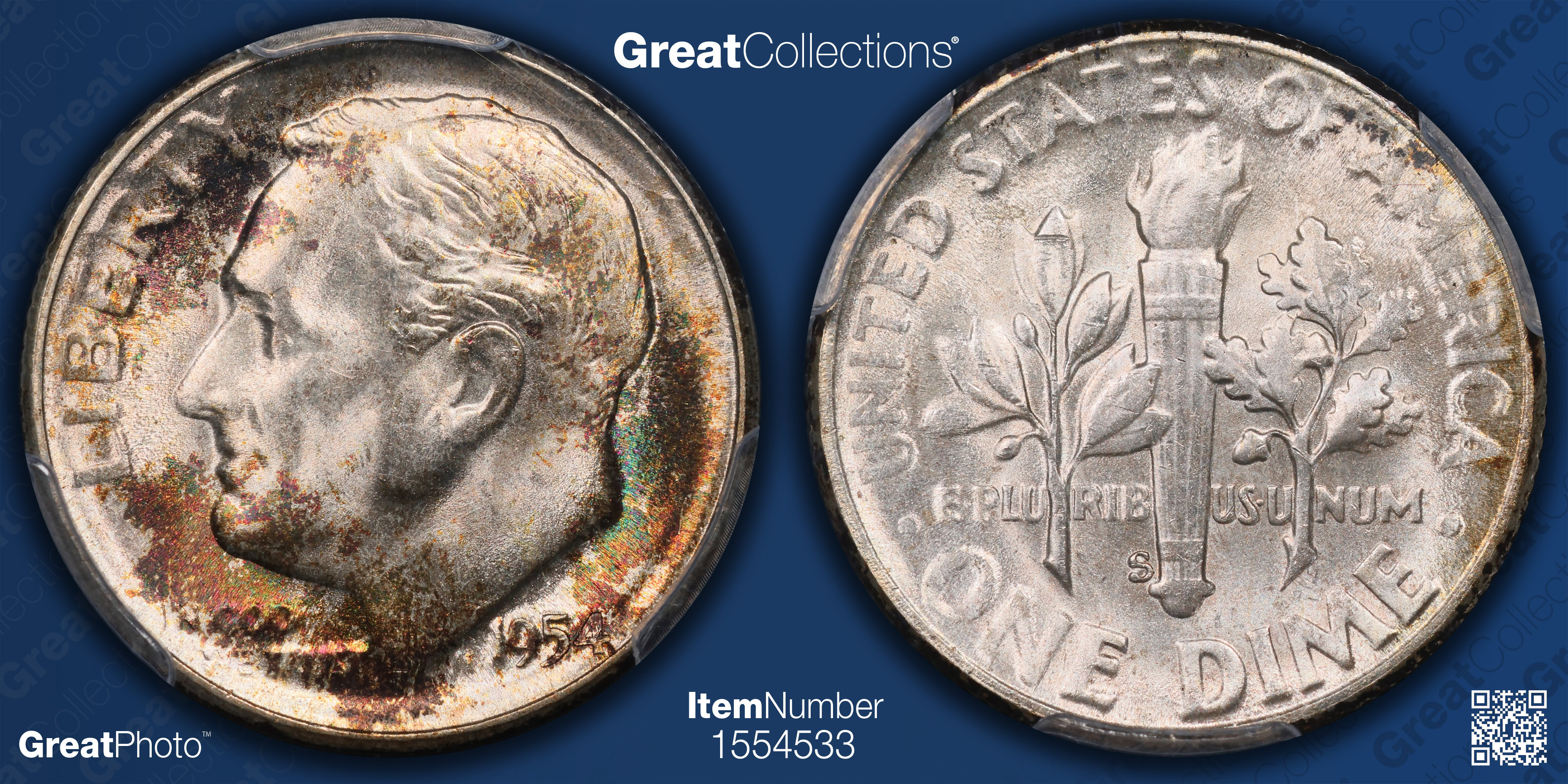 1954-S Roosevelt Dime No JS FS-901 PCGS MS-66 (Toned) (Item 1554533 ...