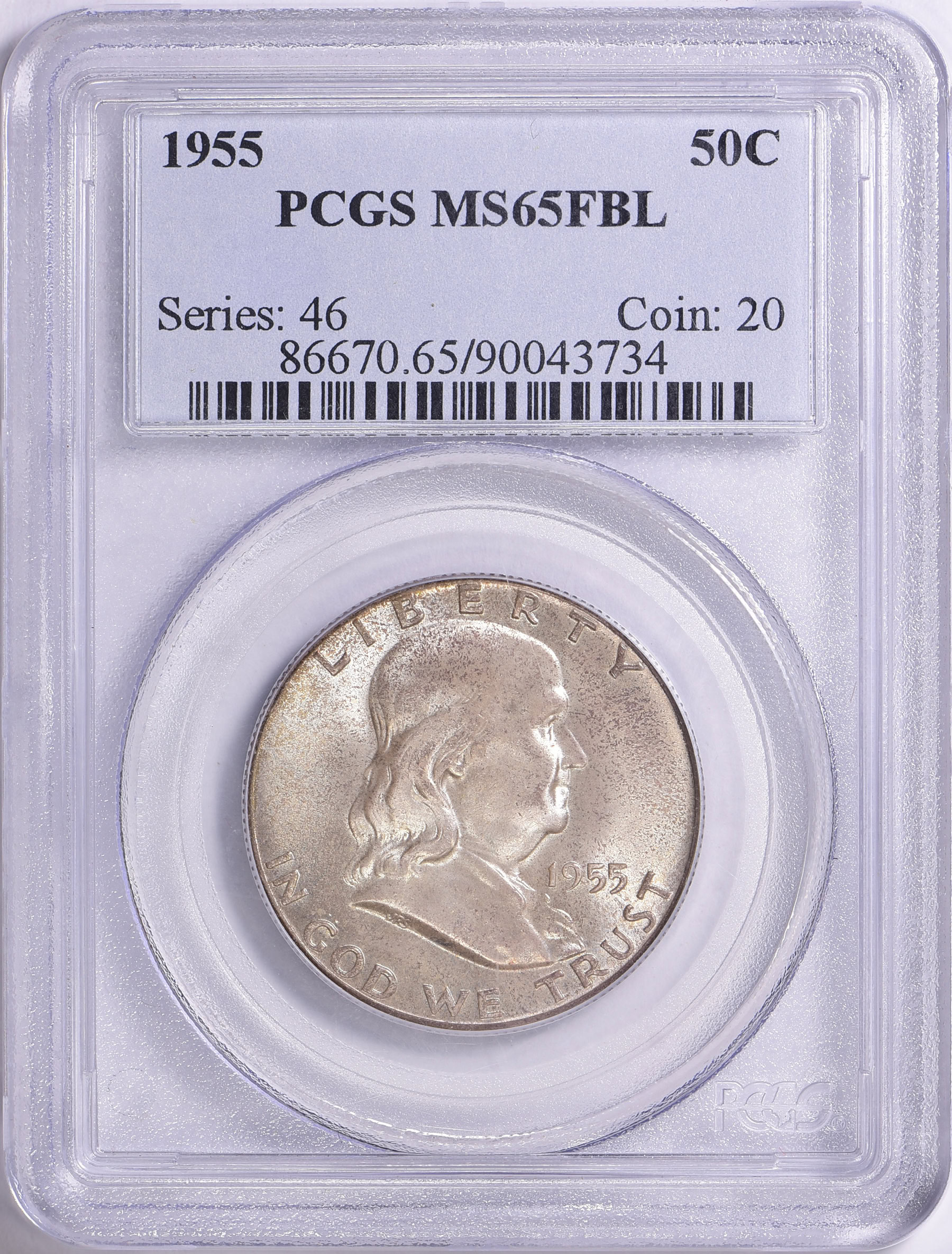 1955 Franklin Half Dollar PCGS MS-65 FBL (Toned) (Item 1554771 ...