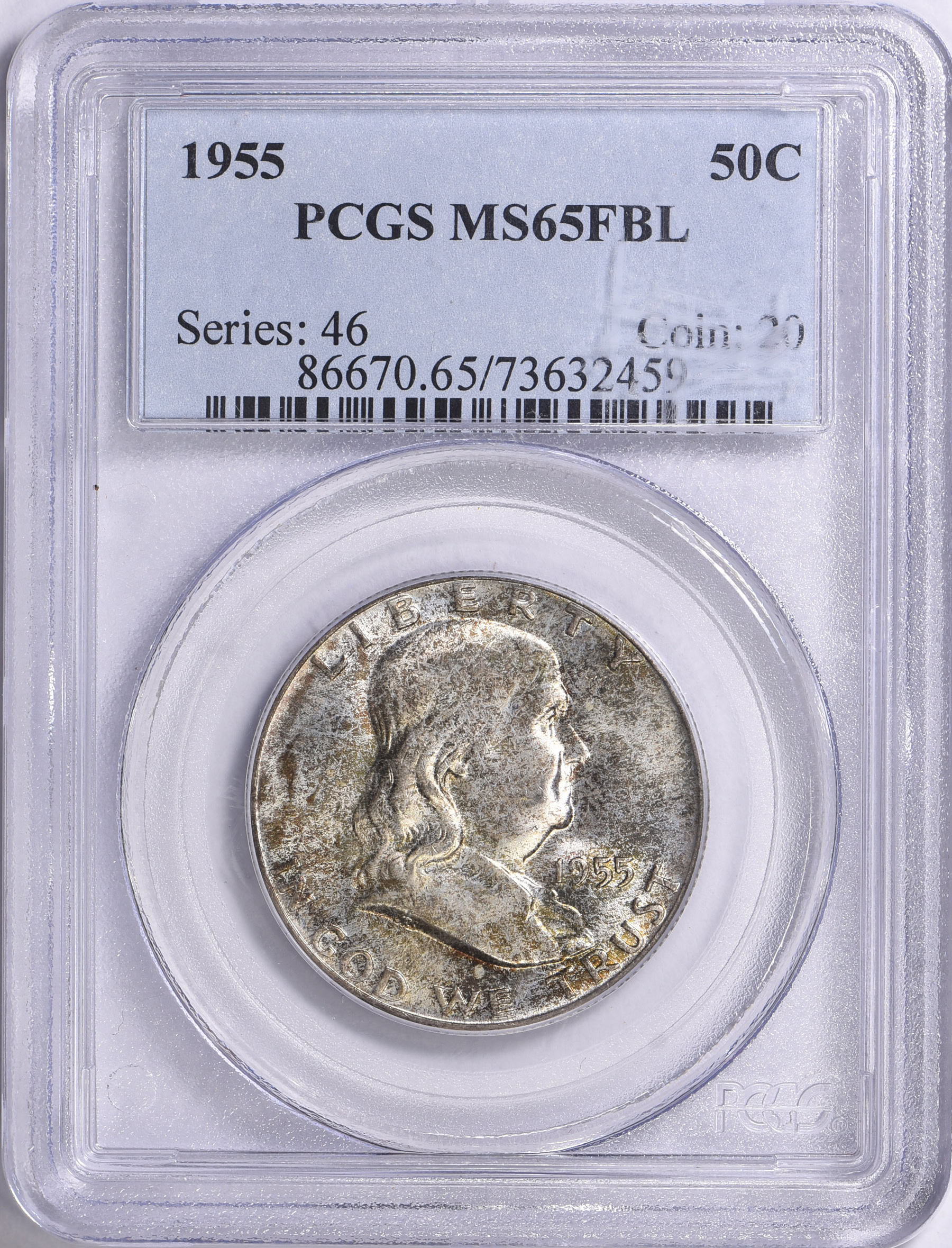 1955 Franklin Half Dollar PCGS MS-65 FBL (Toned) (Item 1554775 ...
