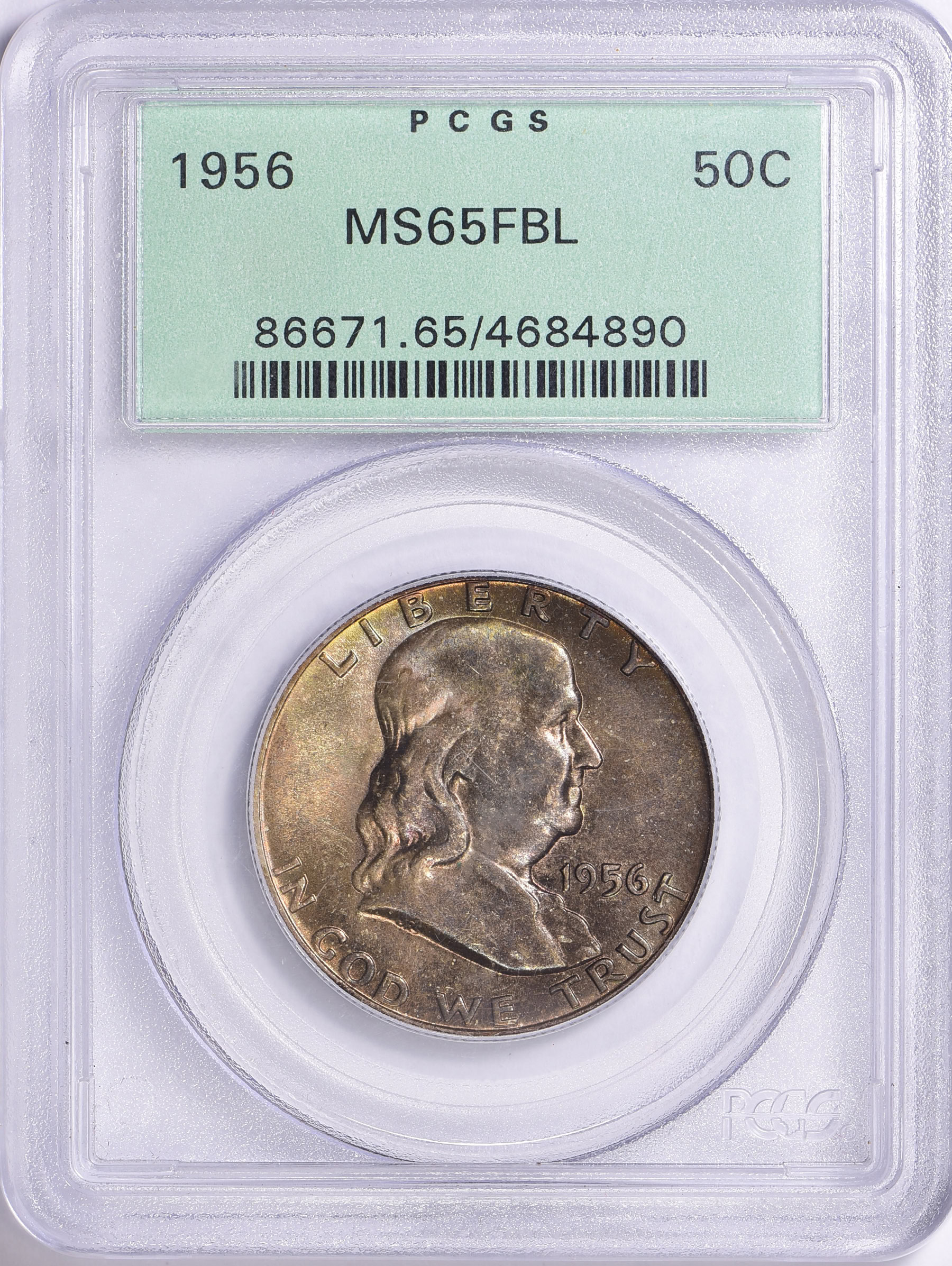 1956 Franklin Half Dollar PCGS MS-65 FBL OGH (Toned) (Item 1554781 ...