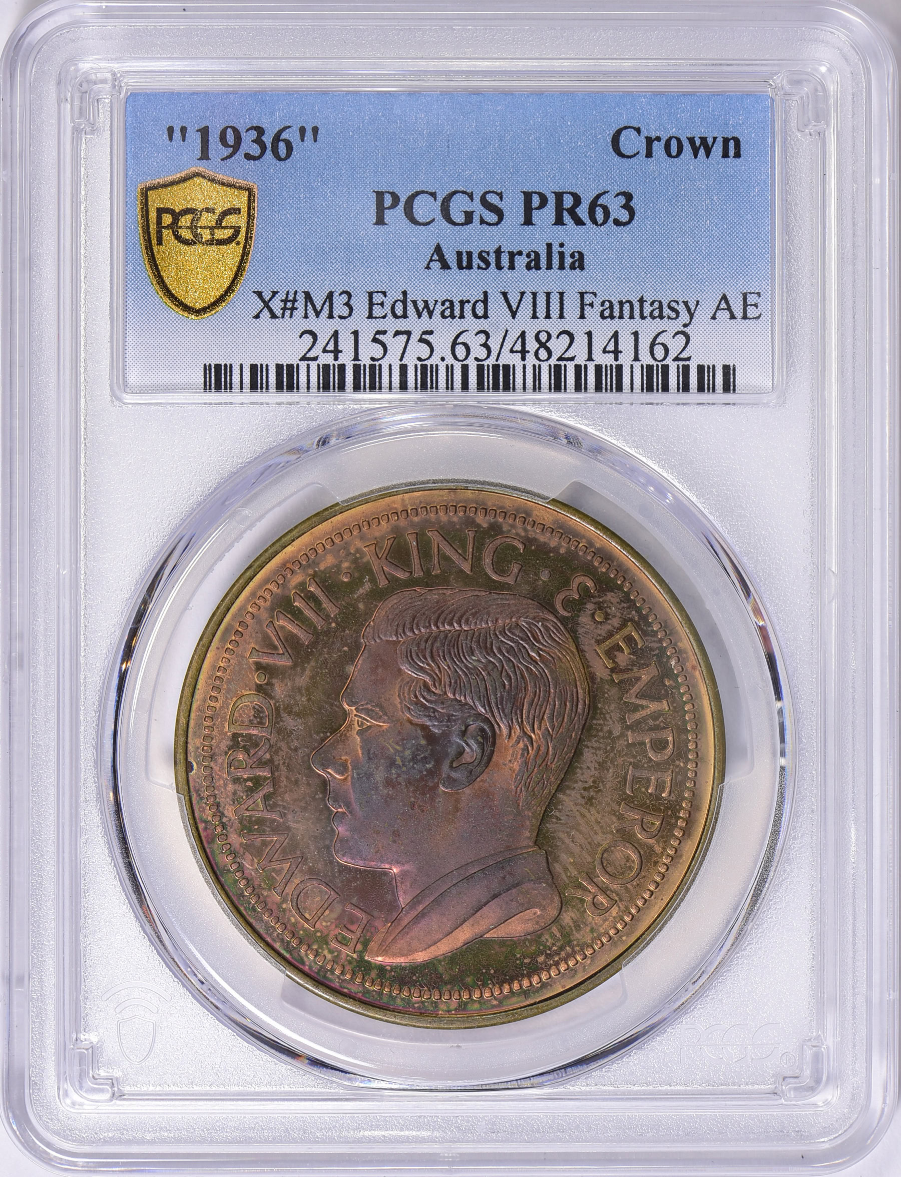 Australia "1936" Bronze Edward VIII Fantasy Crown KM-XM3 PCGS Proof-63 ...