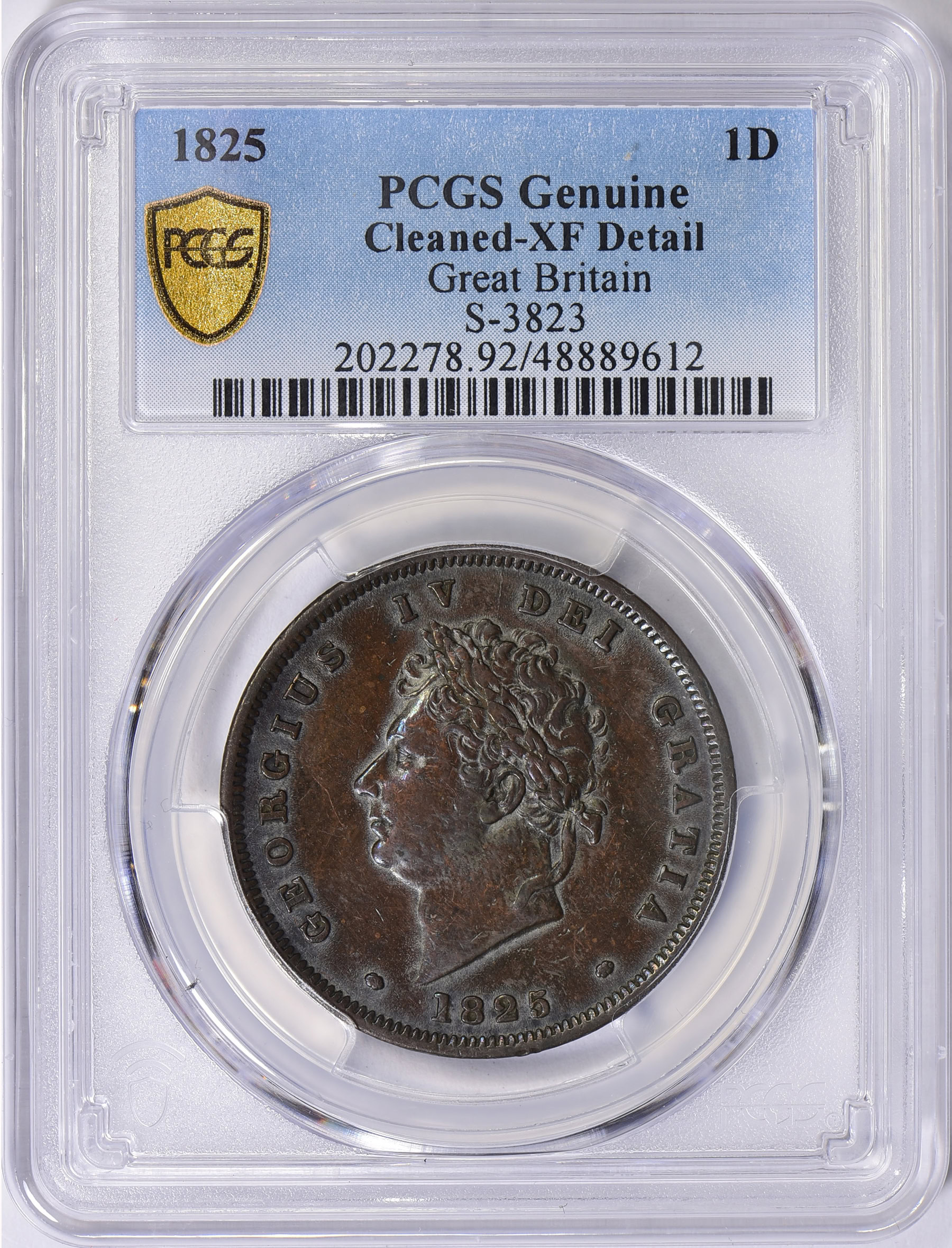 Great Britain 1825 Penny S-3823 PCGS Genuine XF Details (Item 1555804 ...
