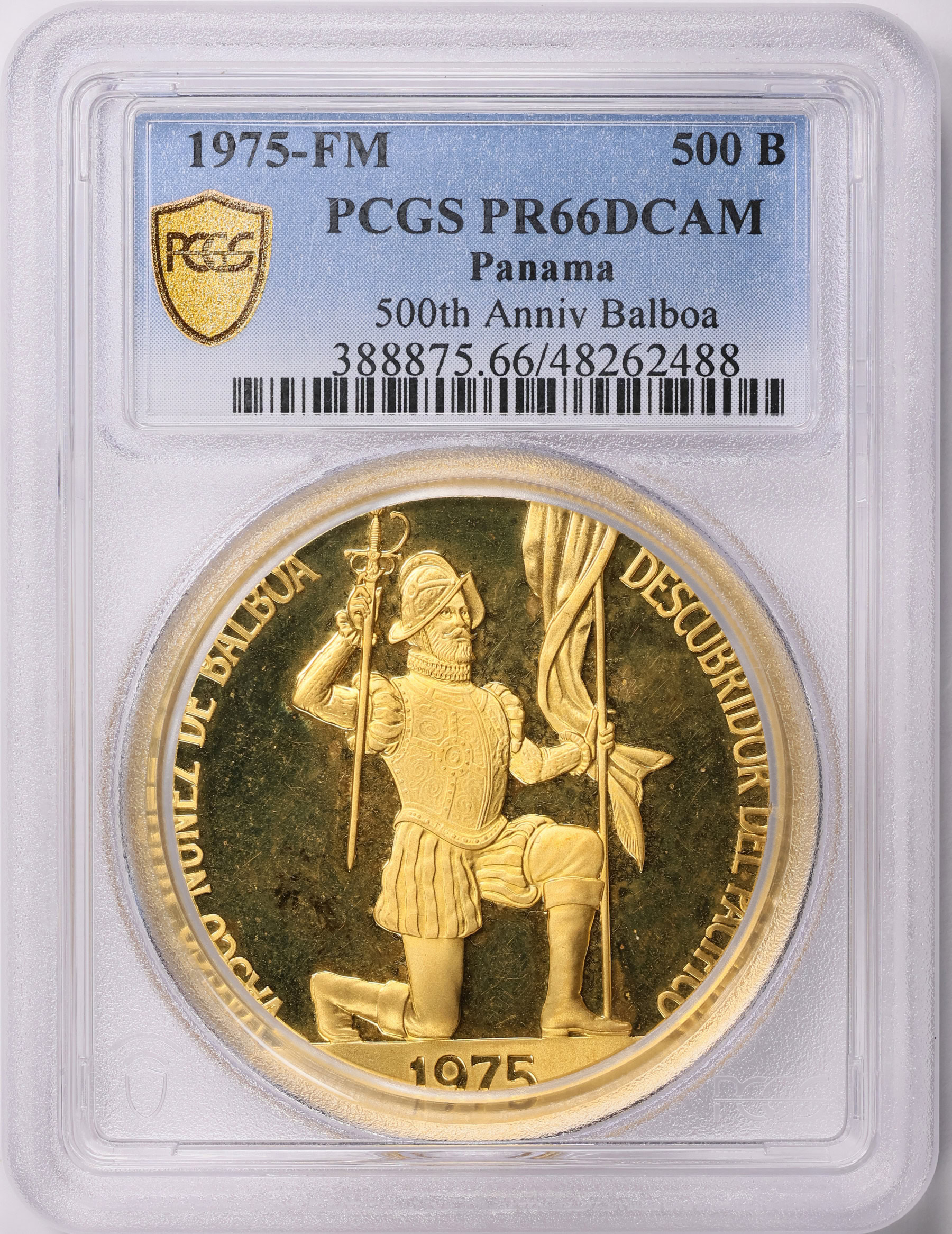 Panama 1975-FM Gold 500 Balboas 500th Anniversary of Vasco Nunez de ...