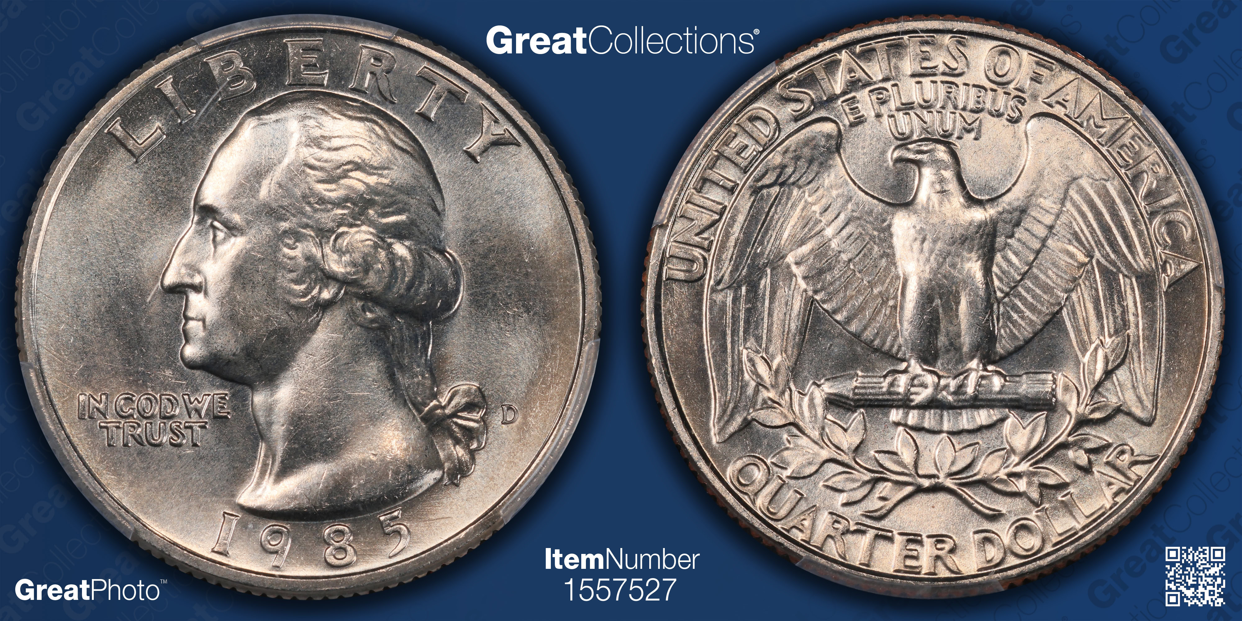 1985-D Washington Quarter PCGS MS-66 (Item 1557527) | GreatCollections ...