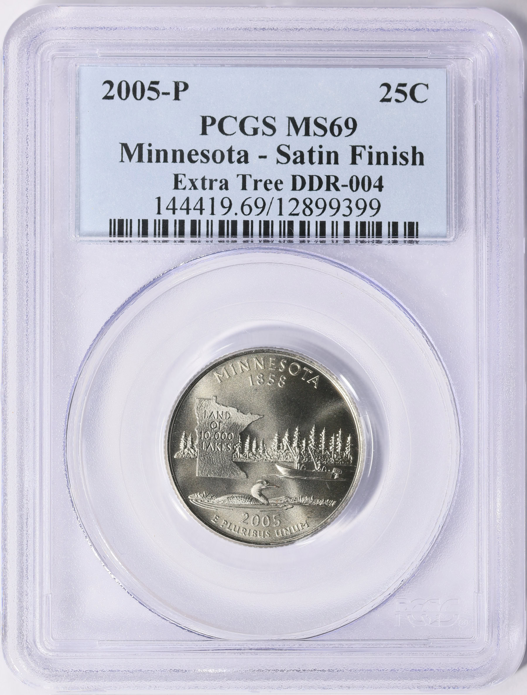 2005-P State Quarter Minnesota Extra Tree DDR-004 Satin Finish PCGS MS ...