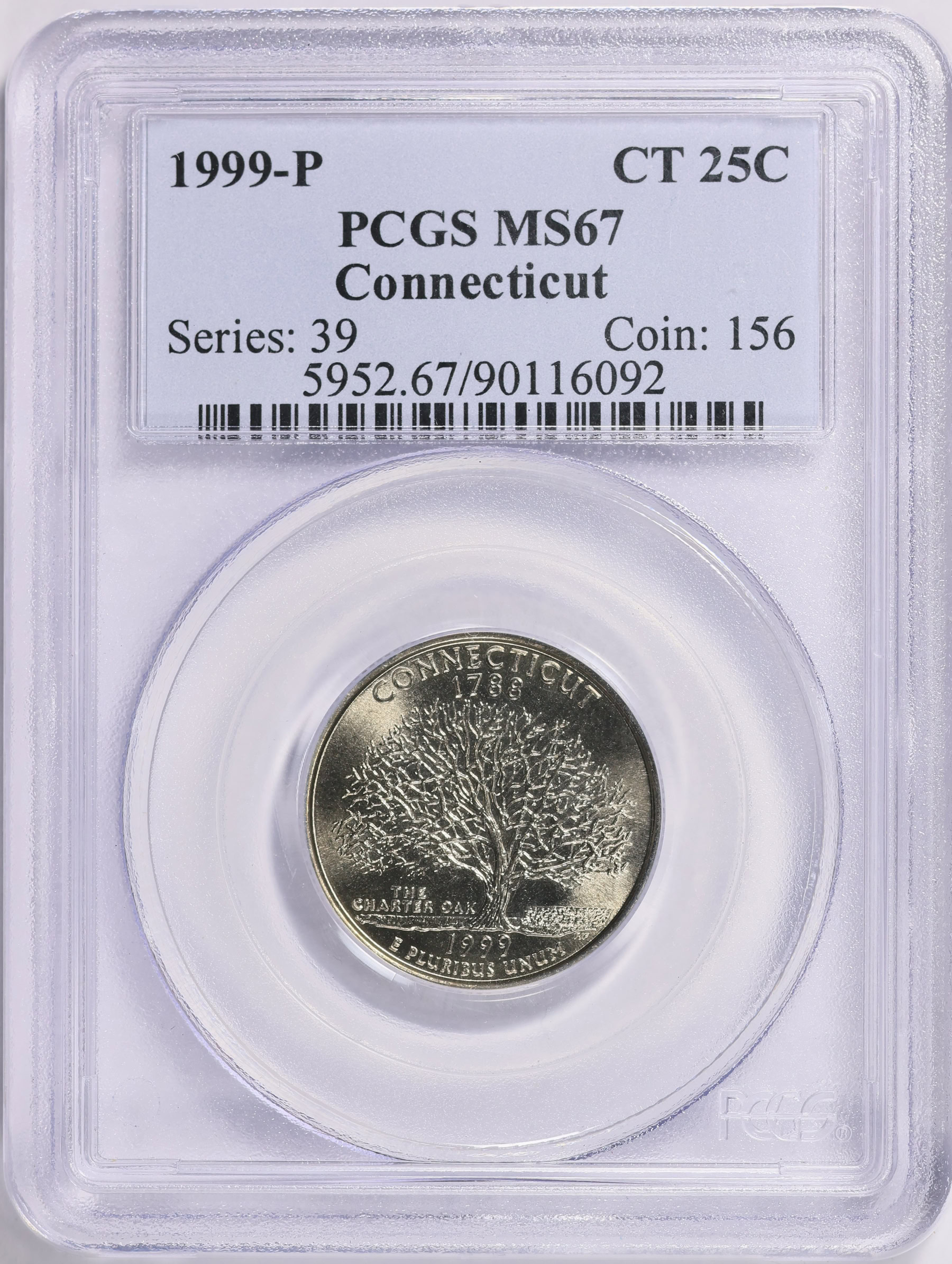 1999-P State Quarter Connecticut PCGS MS-67 (Item 1557946 ...