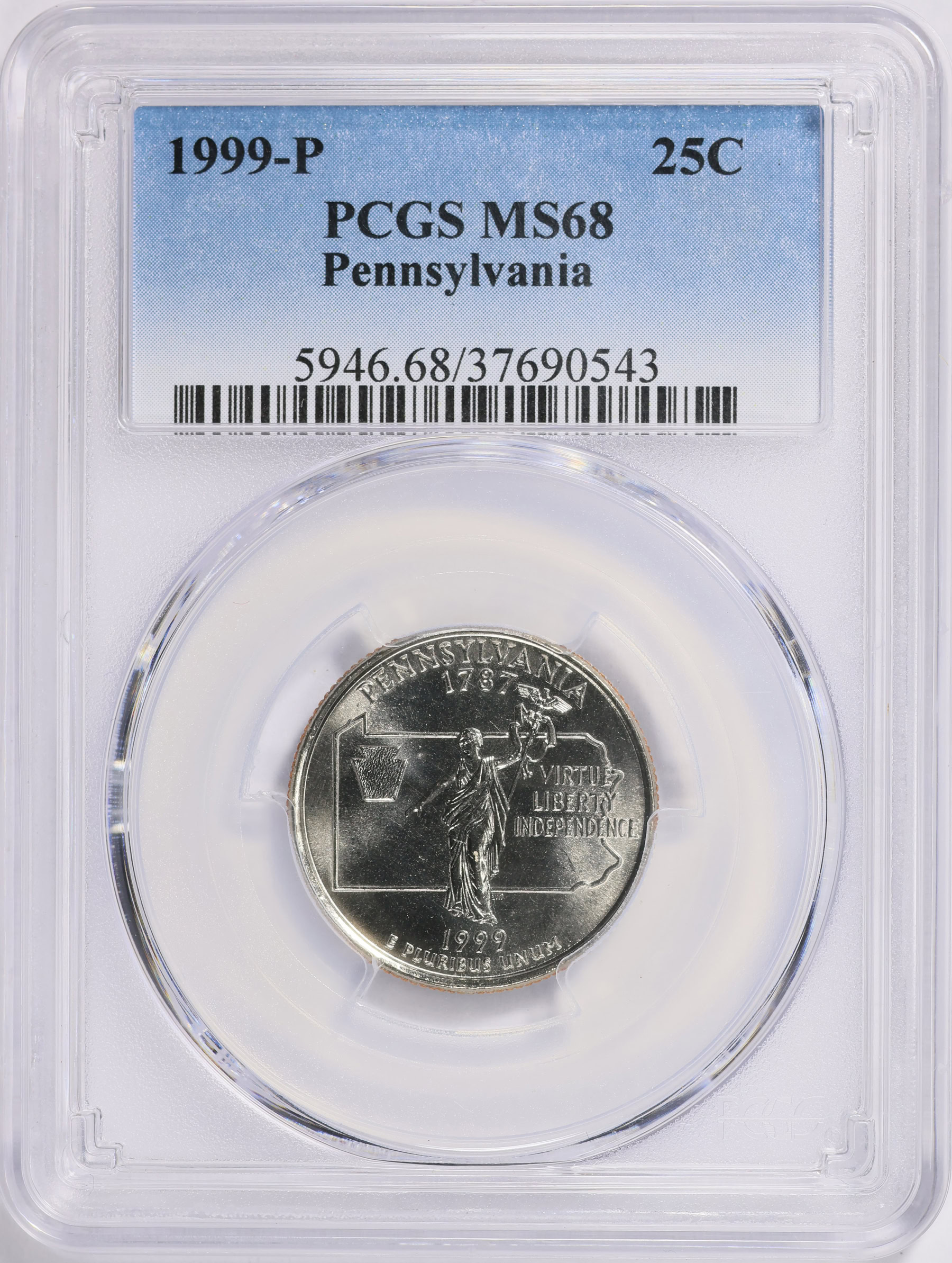 1999-P State Quarter Pennsylvania PCGS MS-68 (Item 1557985 ...