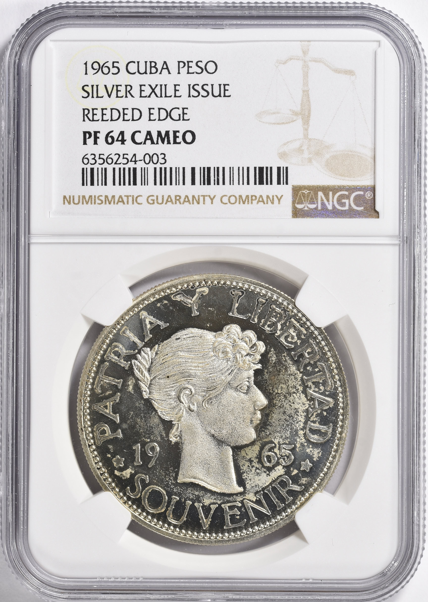 Cuba 1965 Silver Souvenir Peso Reeded Edge With Case of Issue KM-XM16 ...