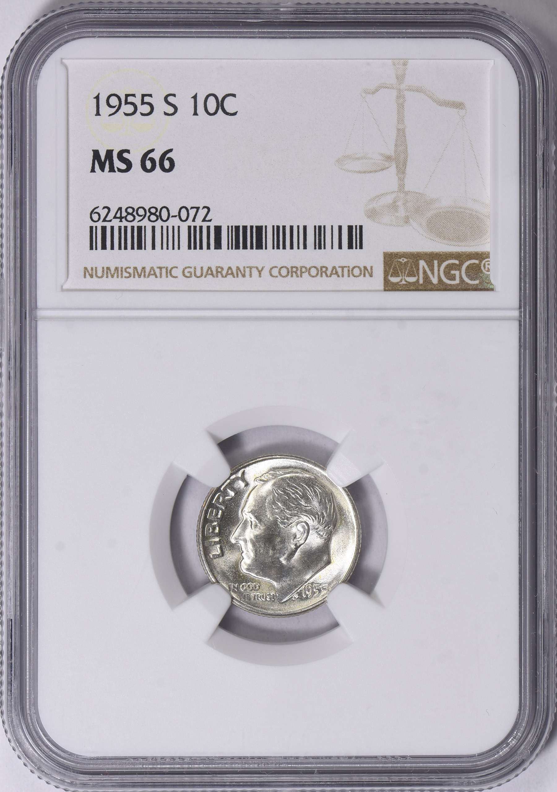 1955-S Roosevelt Dime NGC MS-66 (Item 1558914) | GreatCollections Coin ...