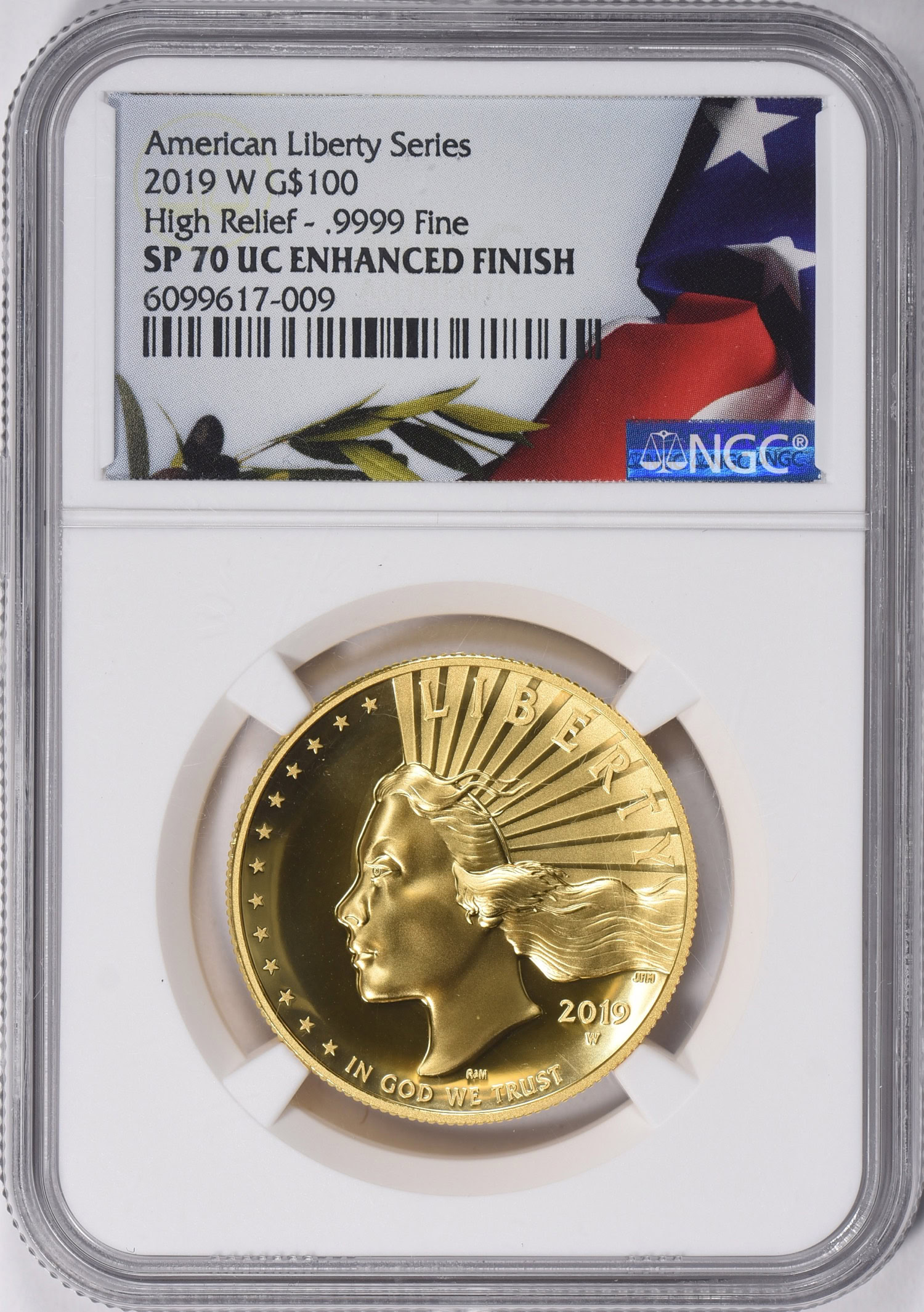 2019-W Gold $100 American Liberty High Relief Enhanced NGC SP-70 UC ...