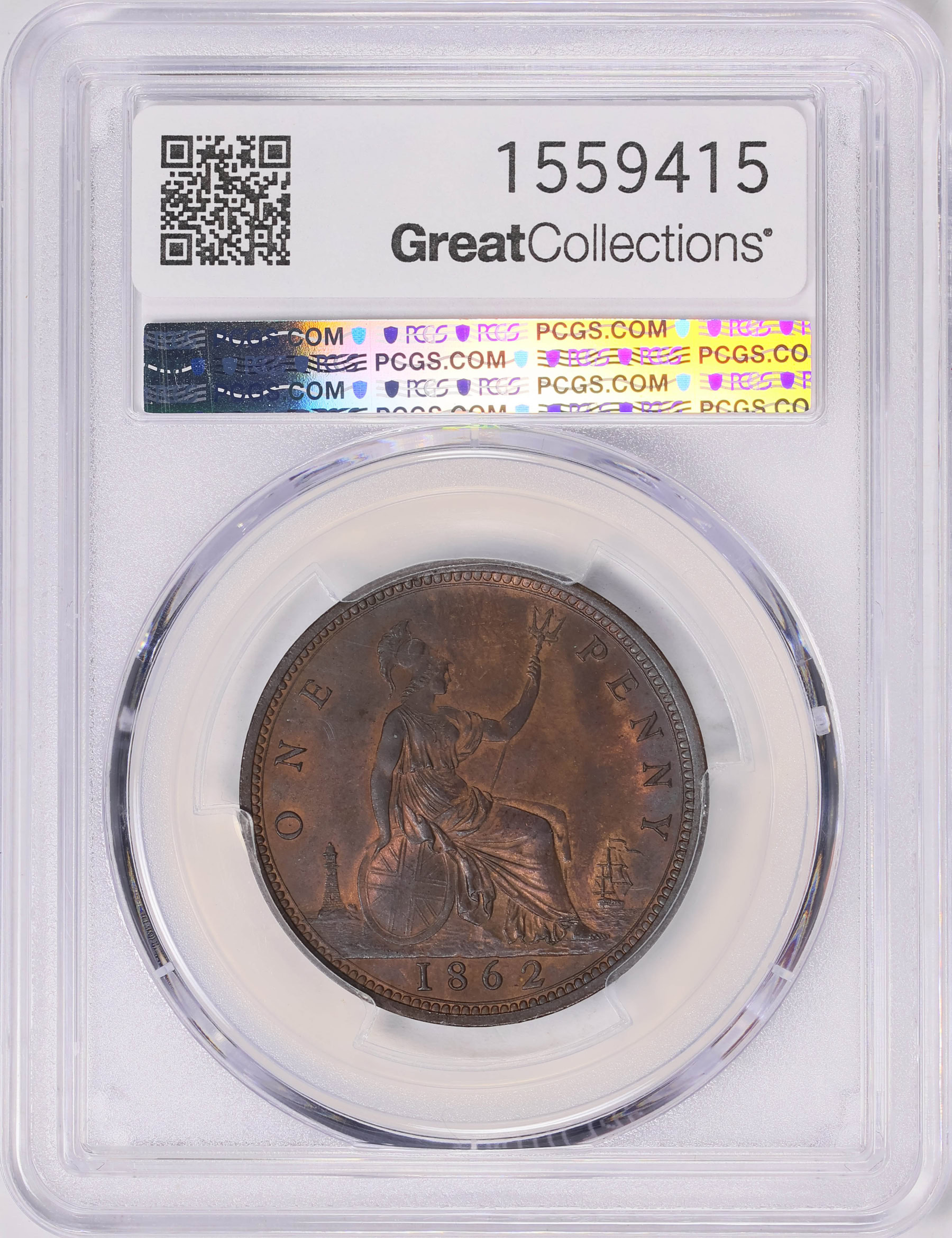 Great Britain 1862 Penny Without L.C.WYON on Obverse S-3954 PCGS ...