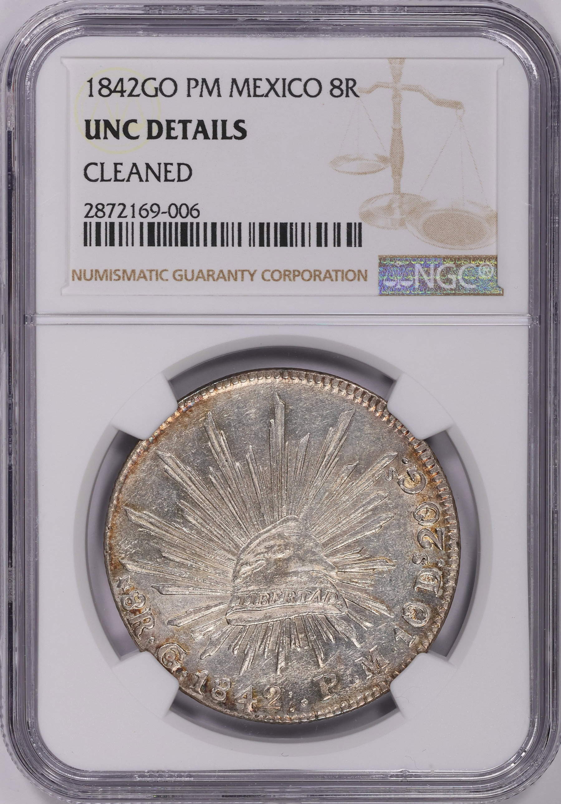 Mexico 1842-Go PM Silver 8 Reales KM-377.8 NGC Unc Details (Item 1559738) | GreatCollections ...