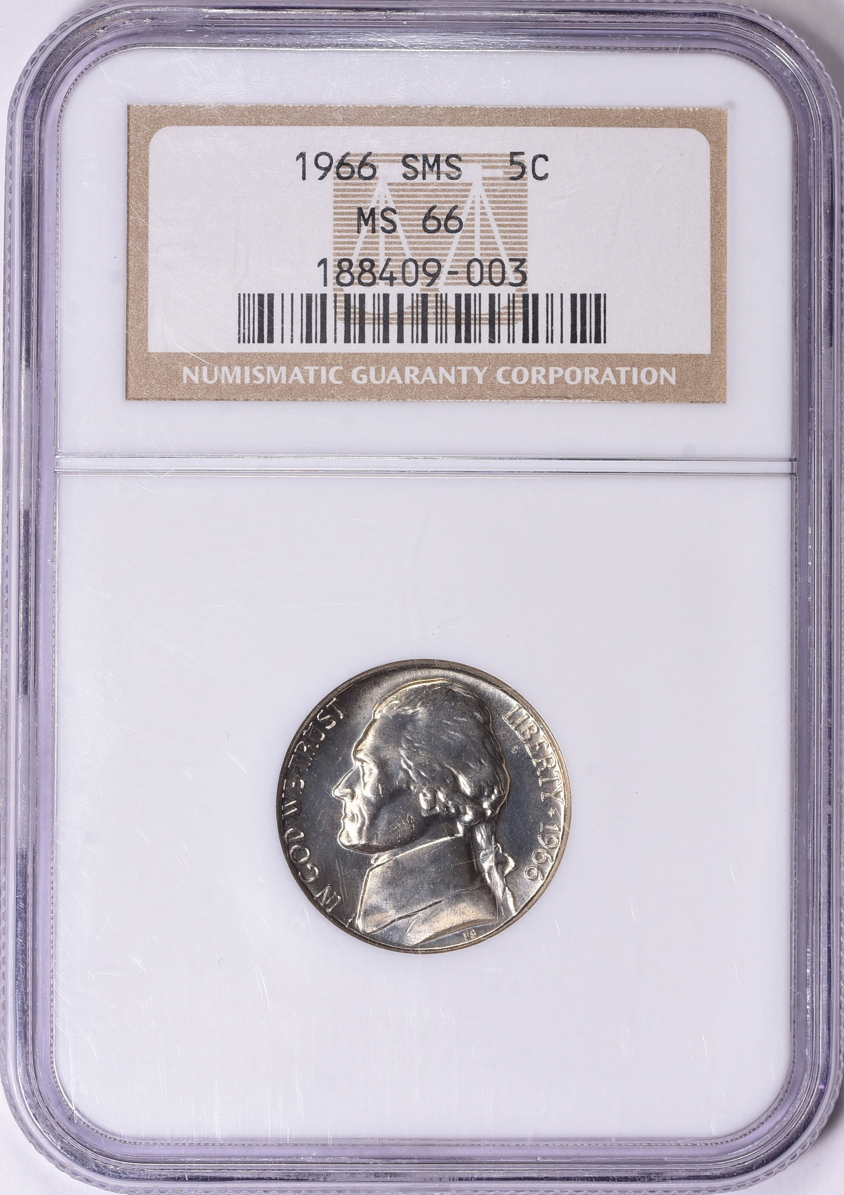 1966 Jefferson Nickel SMS NGC MS-66 (Item 1560351) | GreatCollections ...