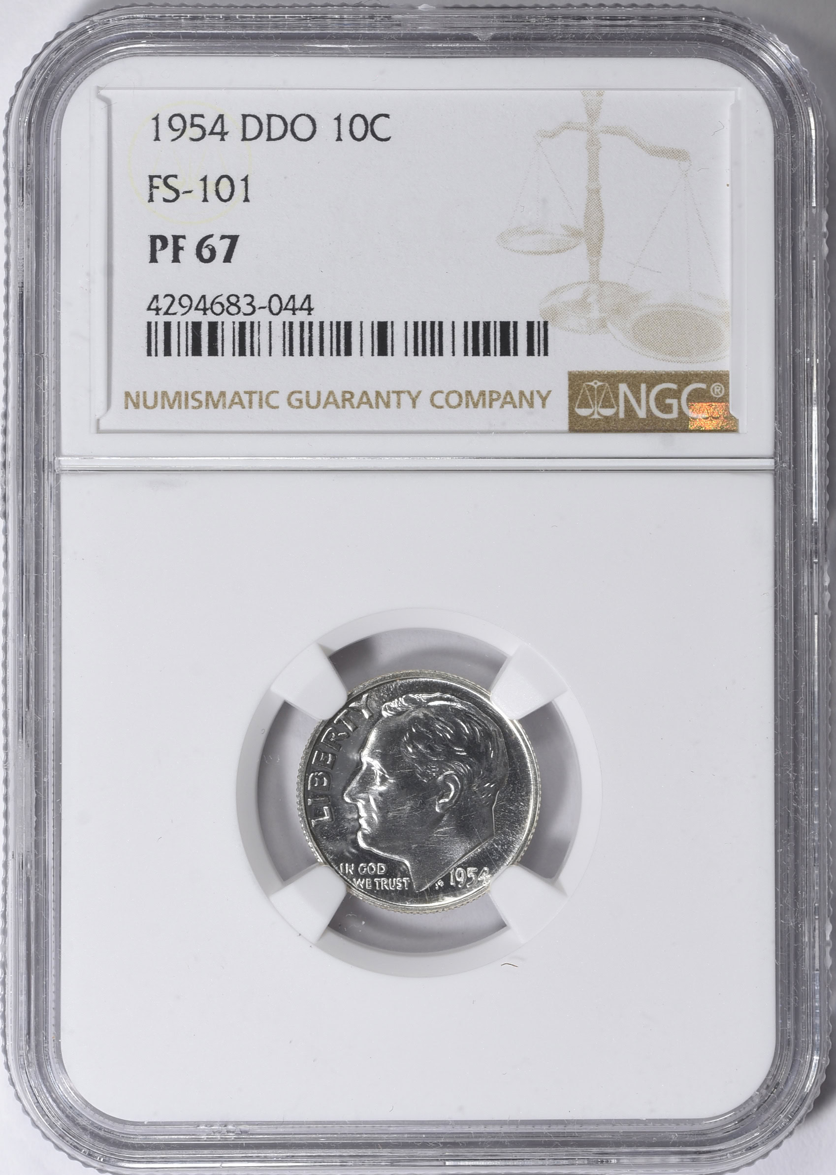 1954 Roosevelt Dime Doubled Die Obverse FS-101 NGC Proof-67 (Item 1560697) | GreatCollections ...