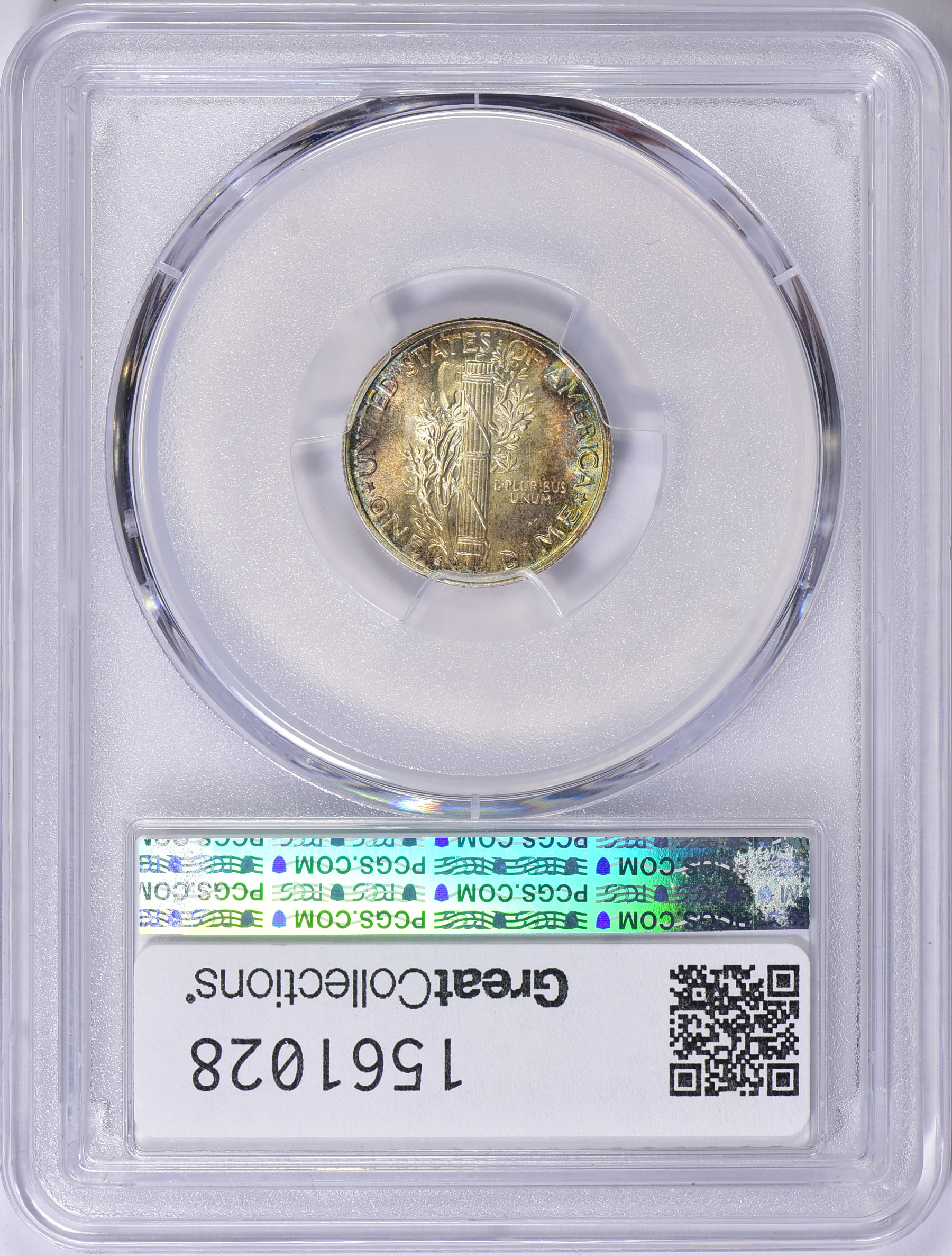 1945-S Mercury Dime Micro S PCGS MS-67 FB (Toned) (Item 1561028) | GreatCollections Coin Auctions