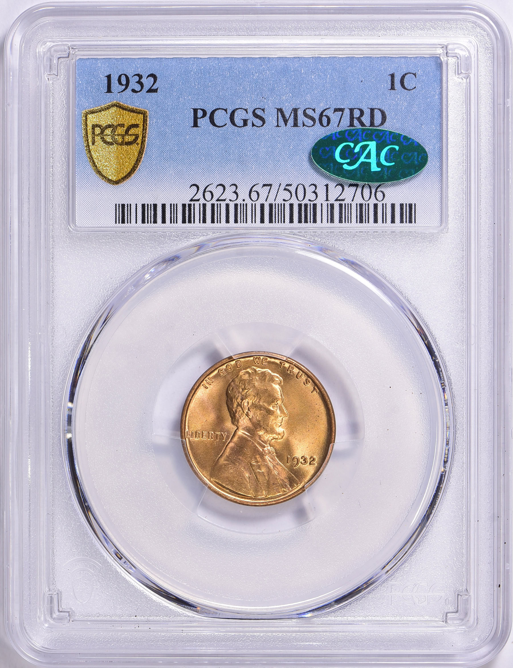 1932 Lincoln Cent PCGS MS-67 RD (CAC Green) (Item 1561052) | GreatCollections Coin Auctions