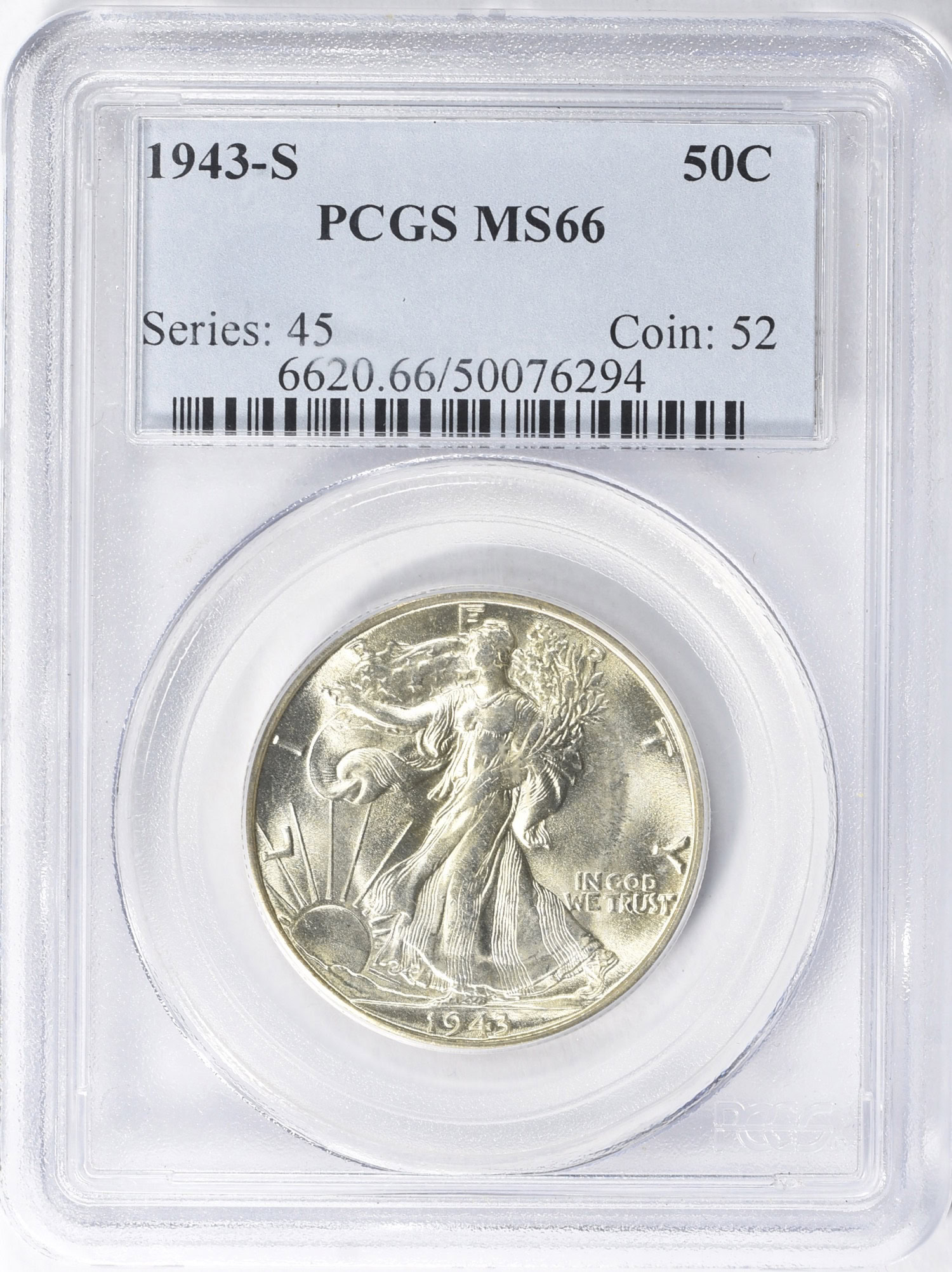 1943-S Walking Liberty Half Dollar PCGS MS-66 (Item 1561984) | GreatCollections Coin Auctions