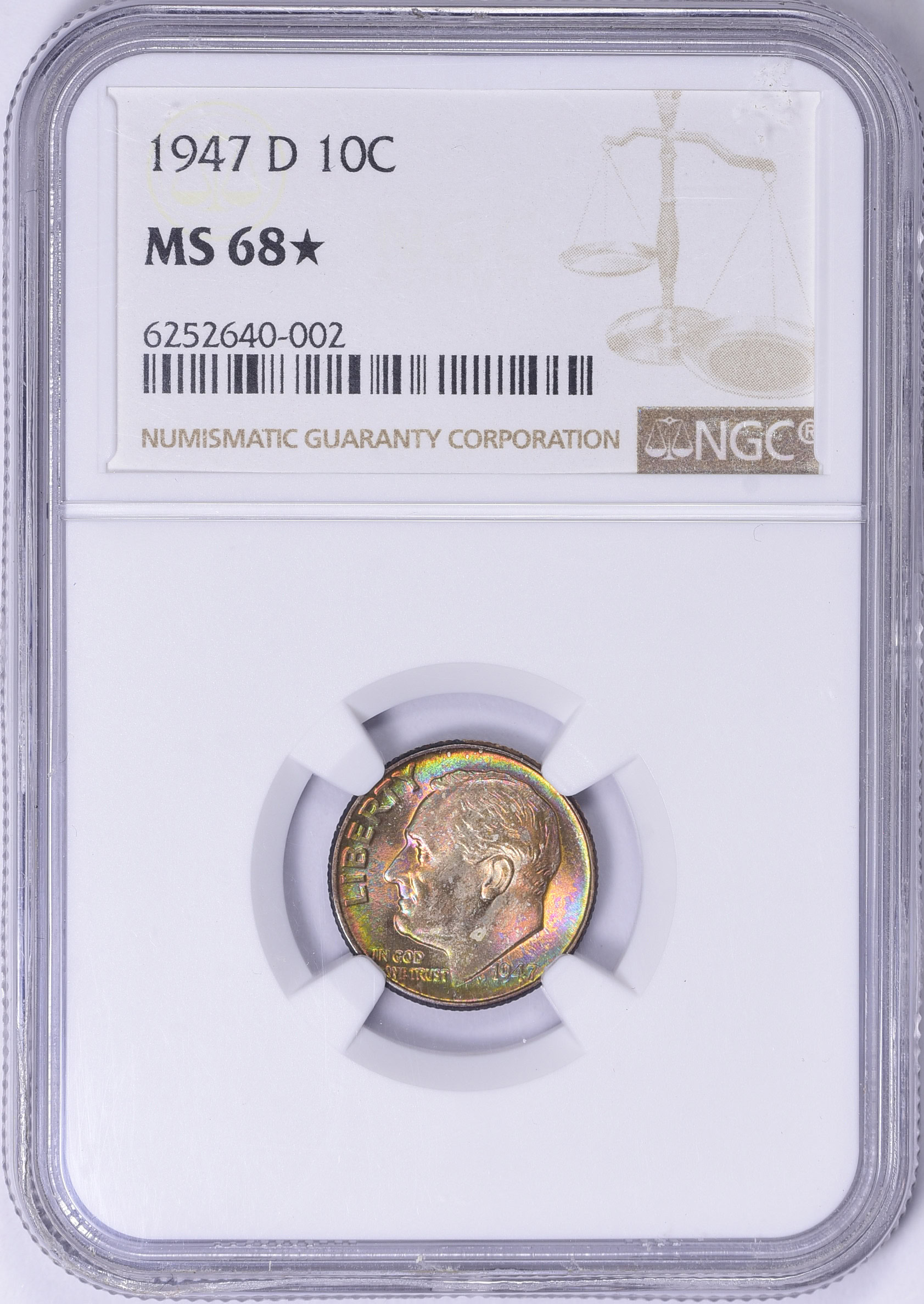 1947-D Roosevelt Dime NGC MS-68 ★ (Toned) (Item 1562227 ...
