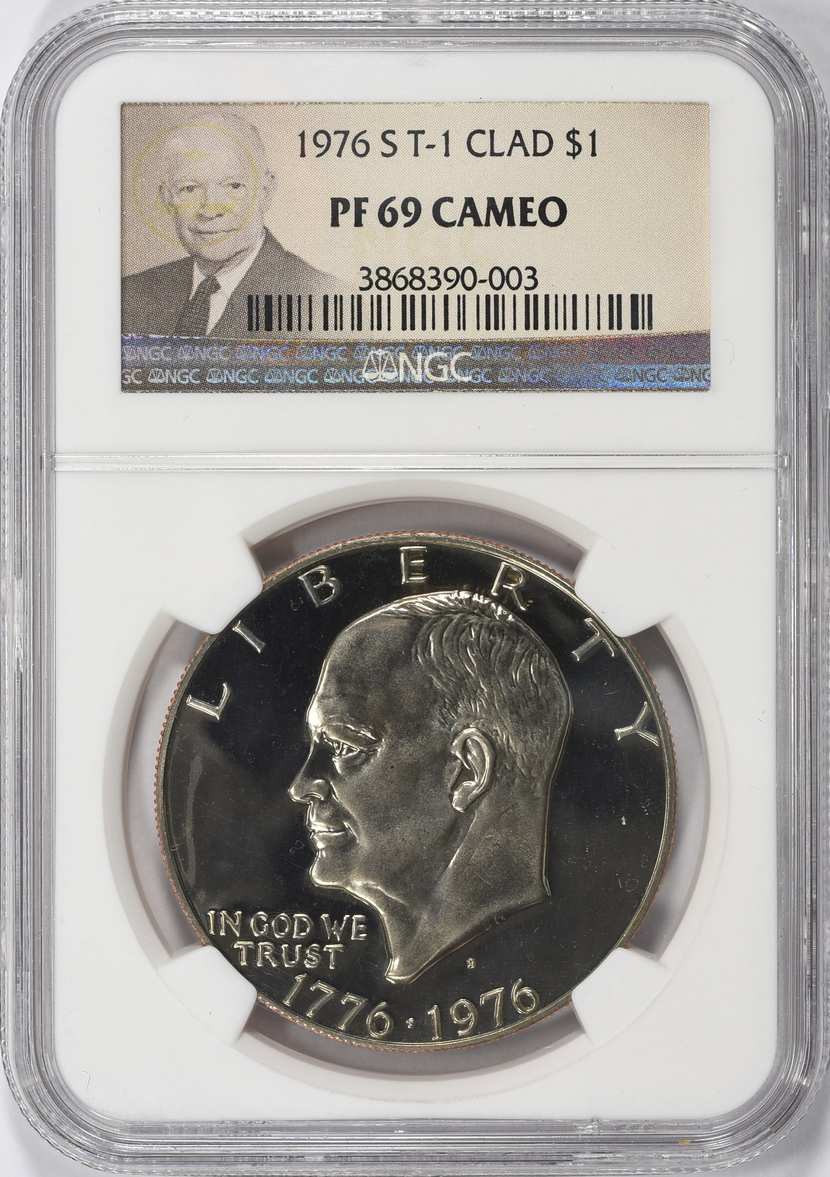 1976-S Eisenhower Dollar Clad Type 1 NGC Proof-69 CAMEO (Eisenhower Label) (Item 1562631 ...