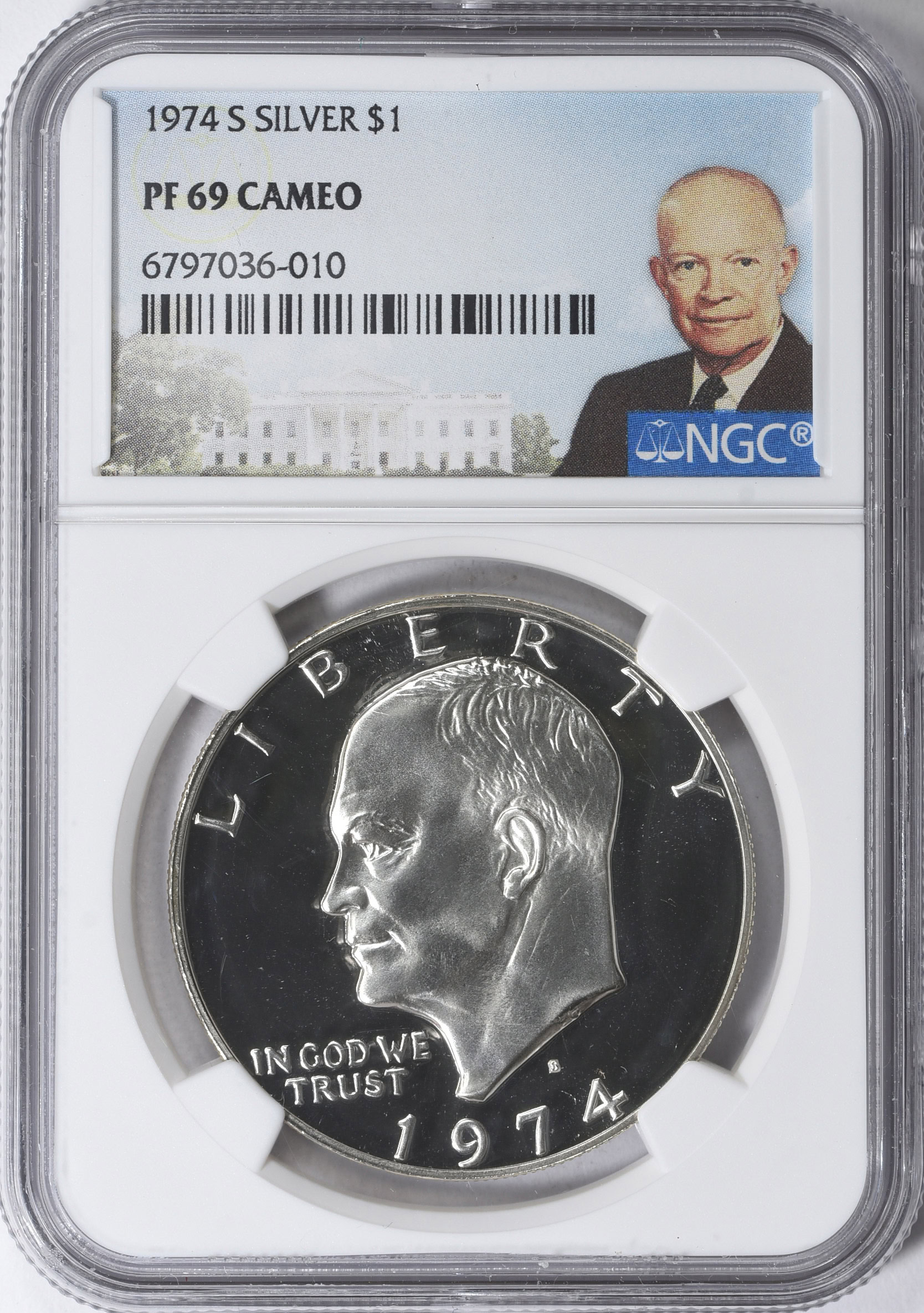 1974-S Eisenhower Dollar Silver NGC Proof-69 CAMEO (Eisenhower Label ...