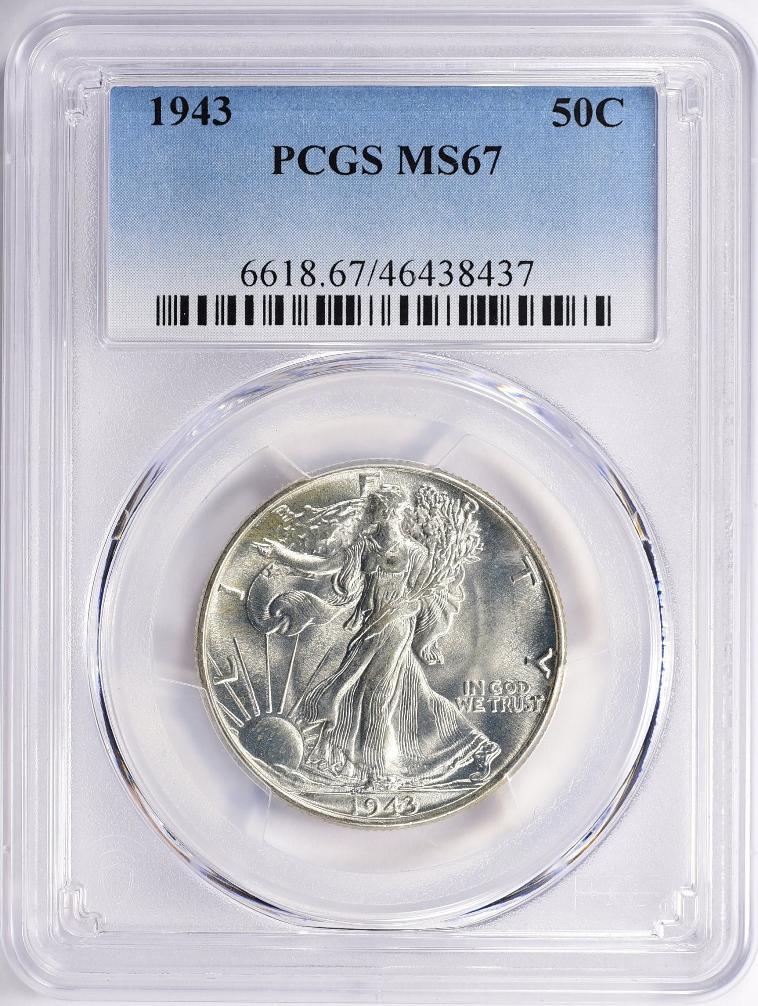 1943 Walking Liberty Half Dollar PCGS MS-67 (Item 1563076) | GreatCollections Coin Auctions