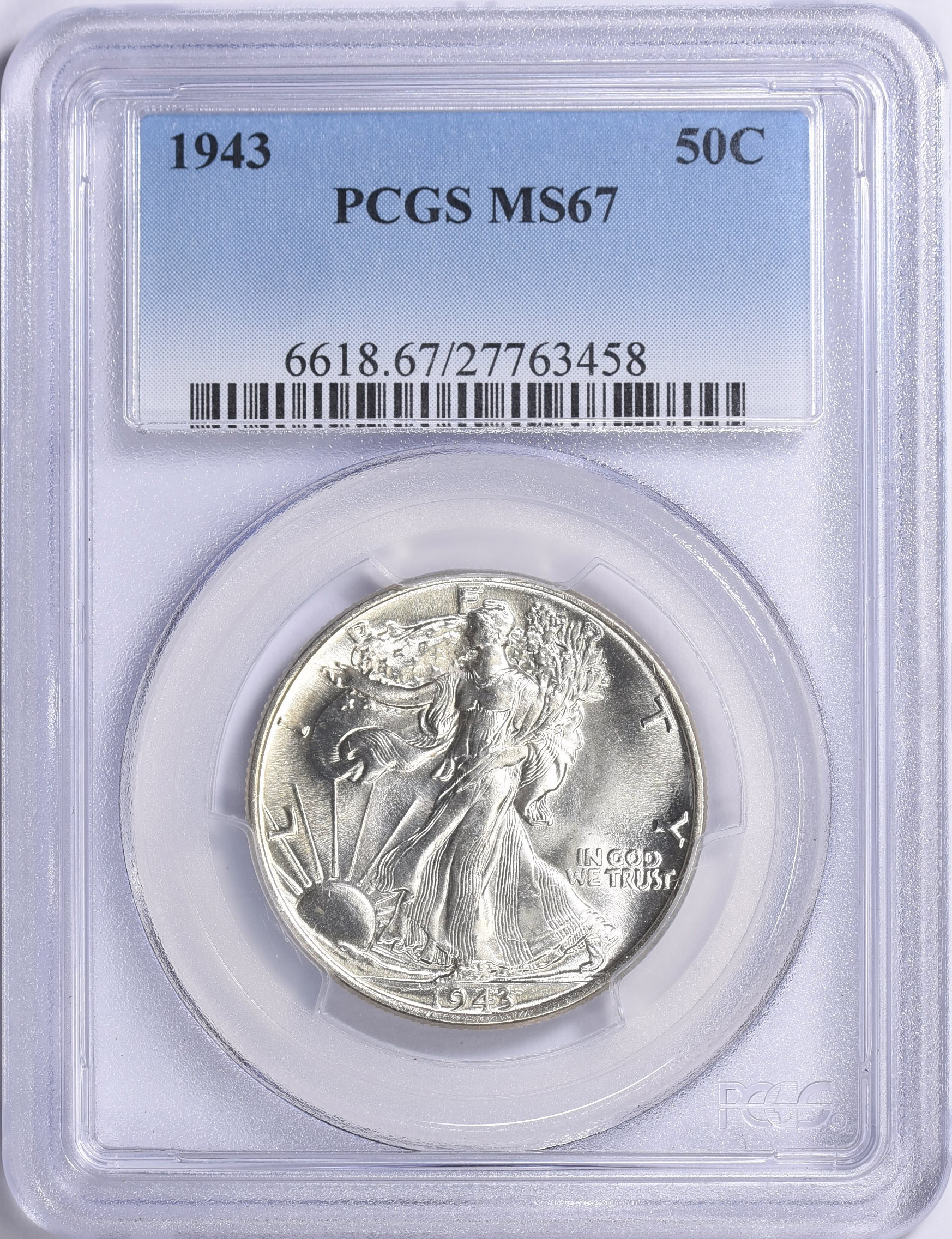 1943 Walking Liberty Half Dollar PCGS MS-67 (Item 1563077) | GreatCollections Coin Auctions