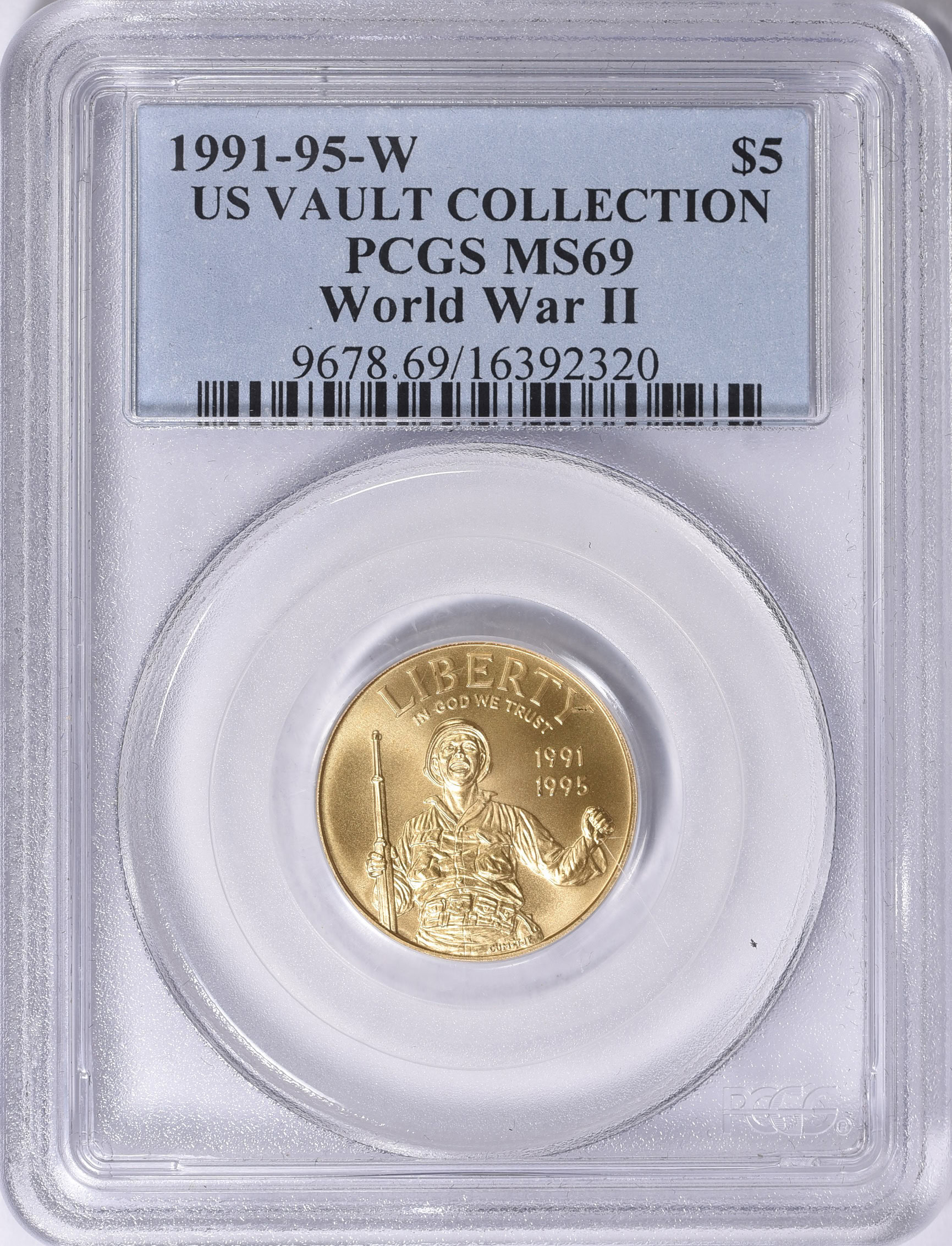 1991-95-W 50th Anniversary of World War II Gold $5 PCGS MS-69 (U.S ...