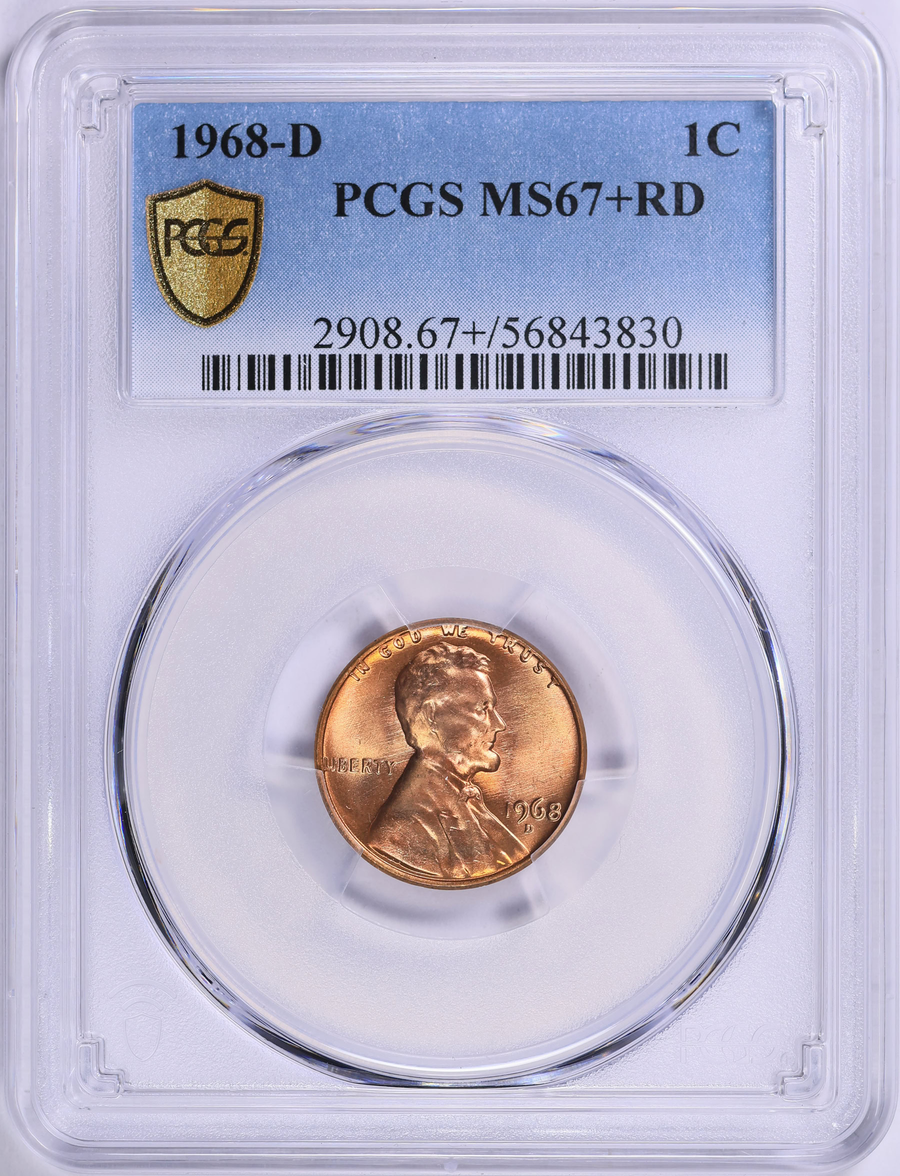 1968-D Lincoln Cent PCGS MS-67+ RD (Item 1564294) | GreatCollections ...