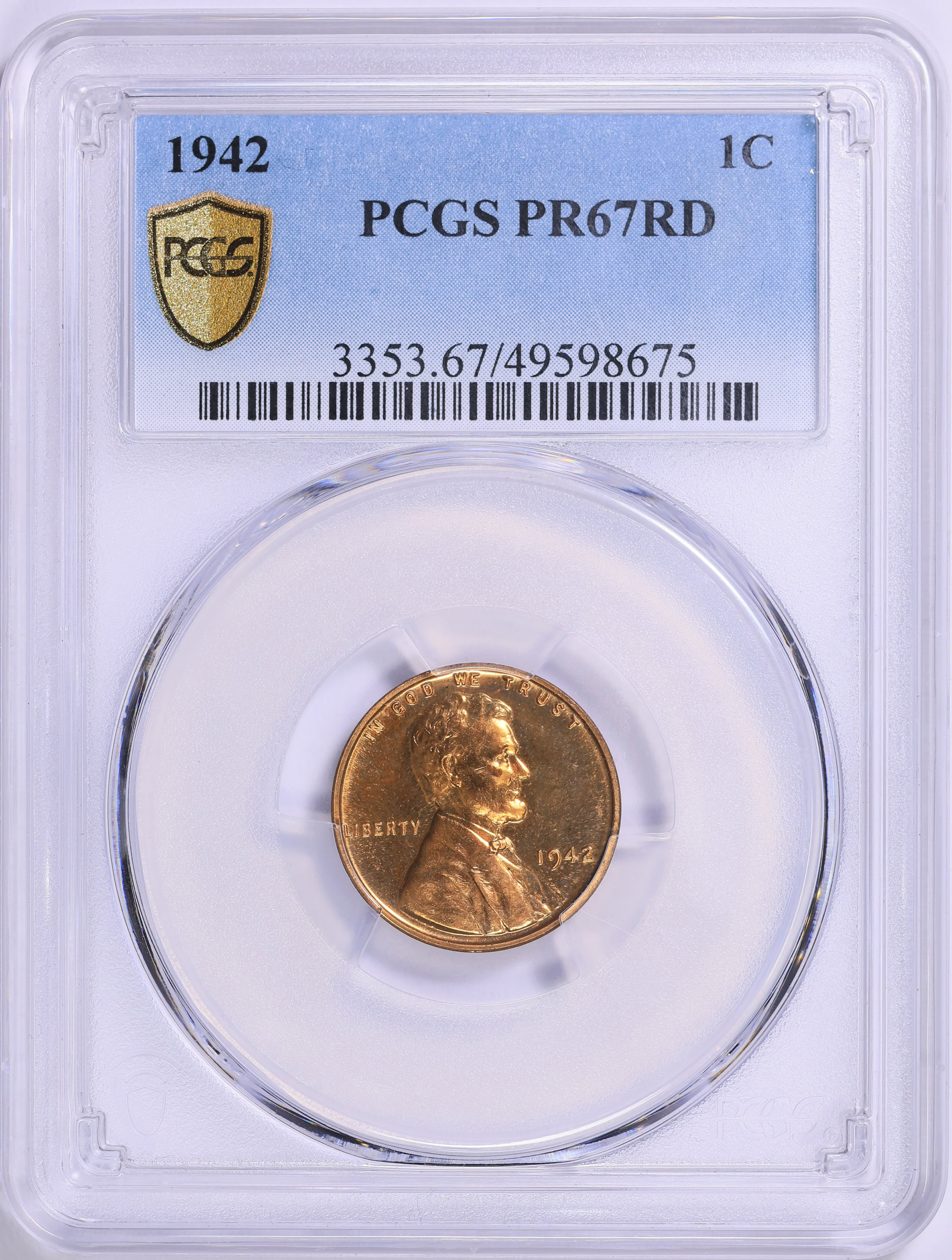 1942 Lincoln Cent PCGS Proof-67 RD (Item 1564304) | GreatCollections Coin Auctions