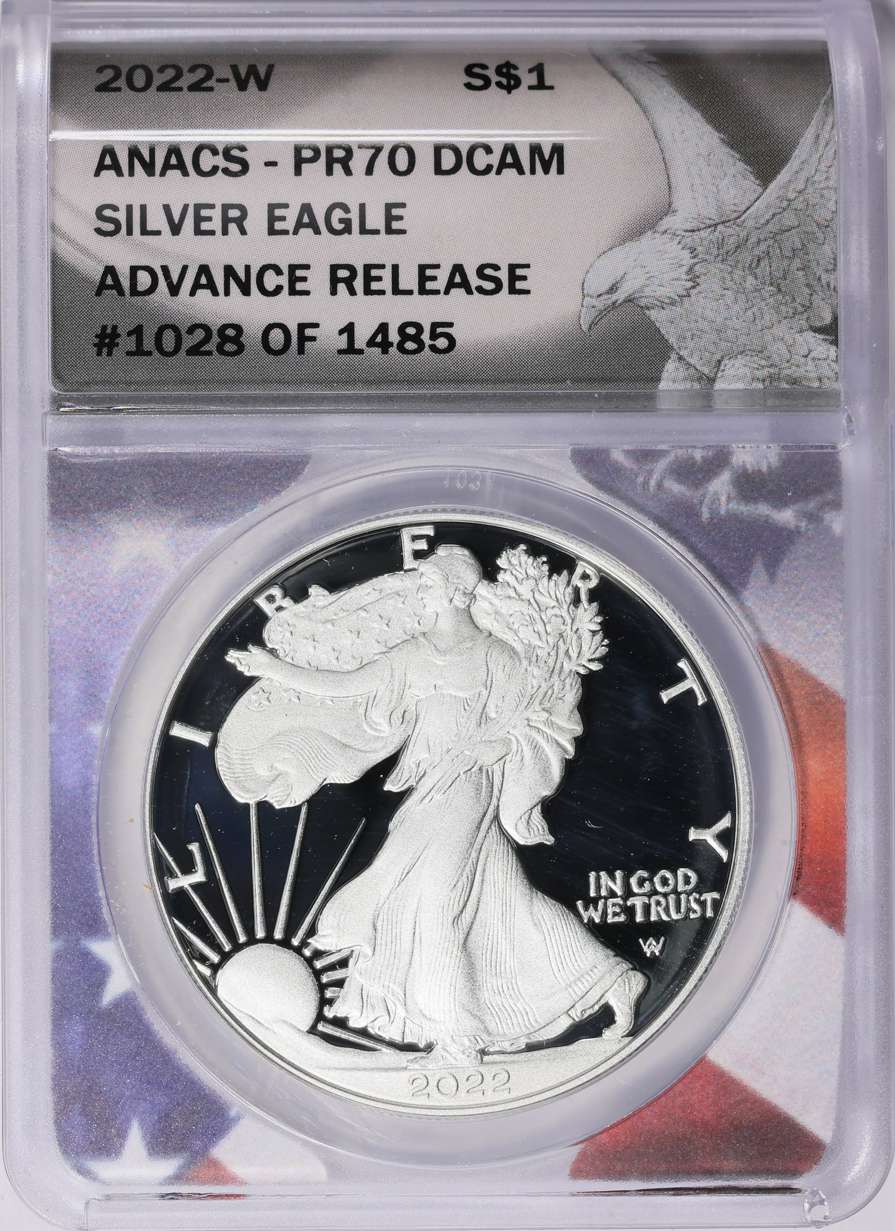 2022-W $1 Silver Eagle Advance Release ANACS Proof-70 DCAM (Flag Frame Holder) (Item 1566251 ...