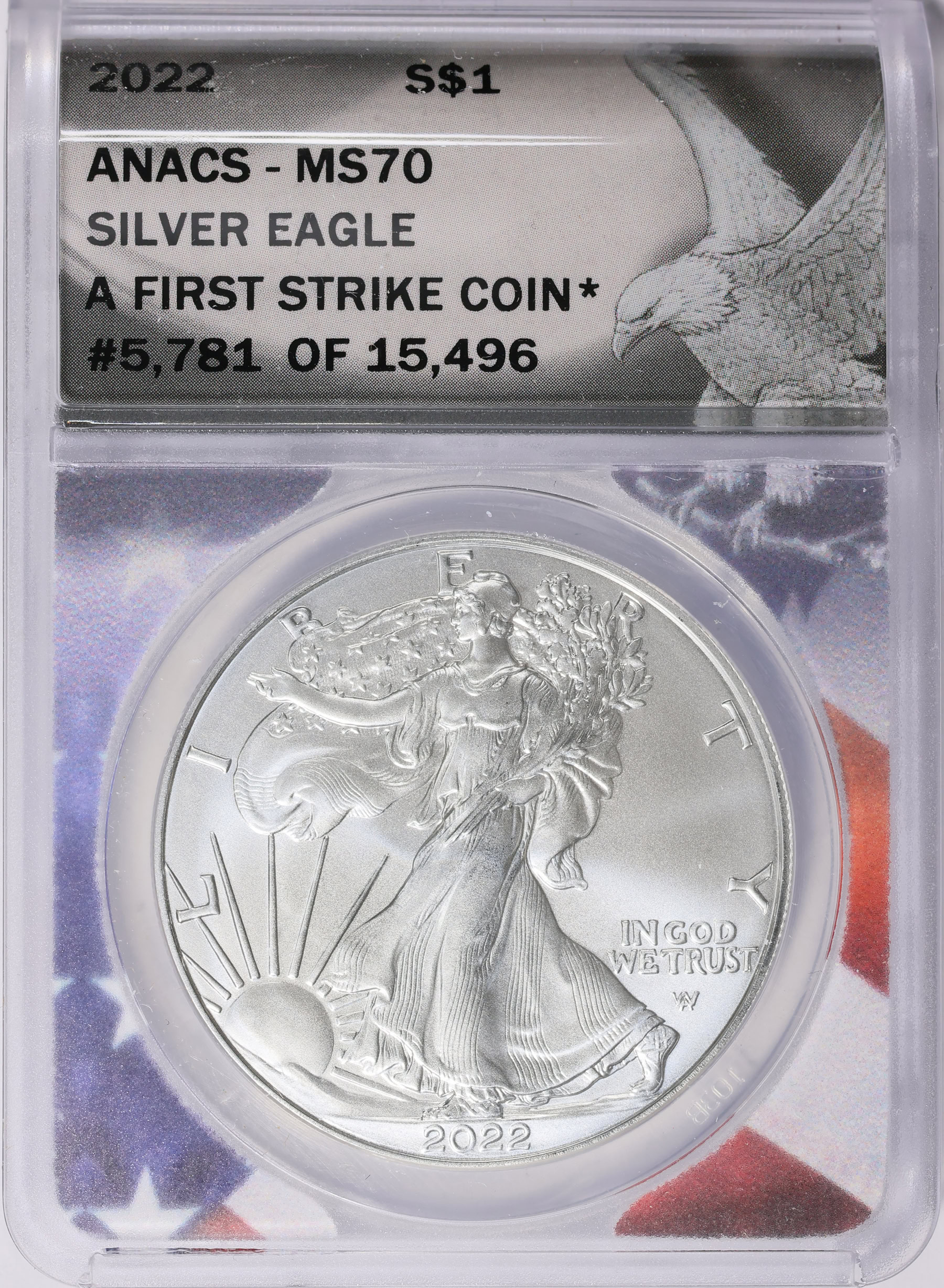 2022 $1 Silver Eagle First Strike ANACS MS-70 (Flag Frame Holder) (Item 1566274 ...