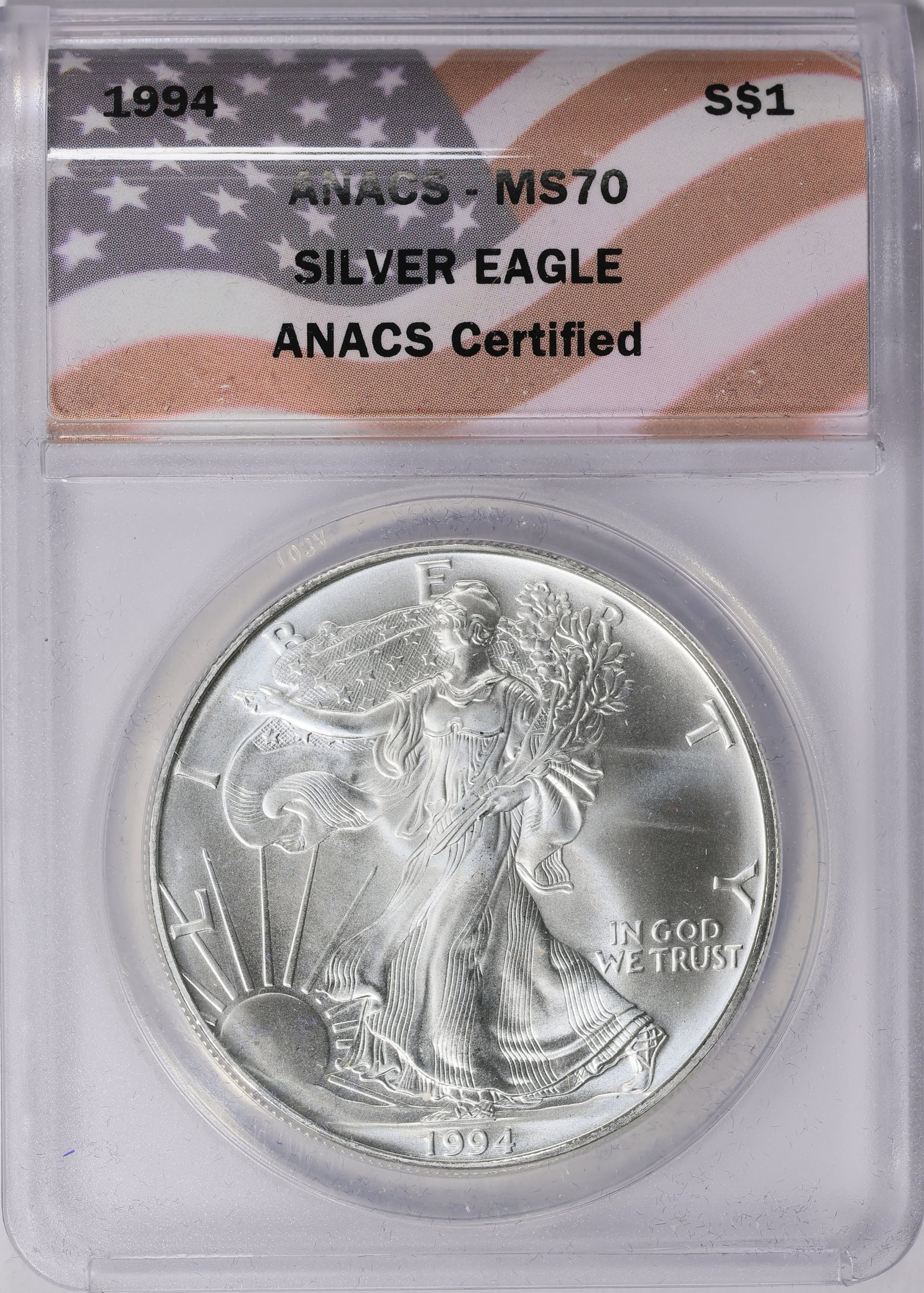 1994 $1 Silver Eagle ANACS MS-70 (Flag Label) (Item 1566324 ...