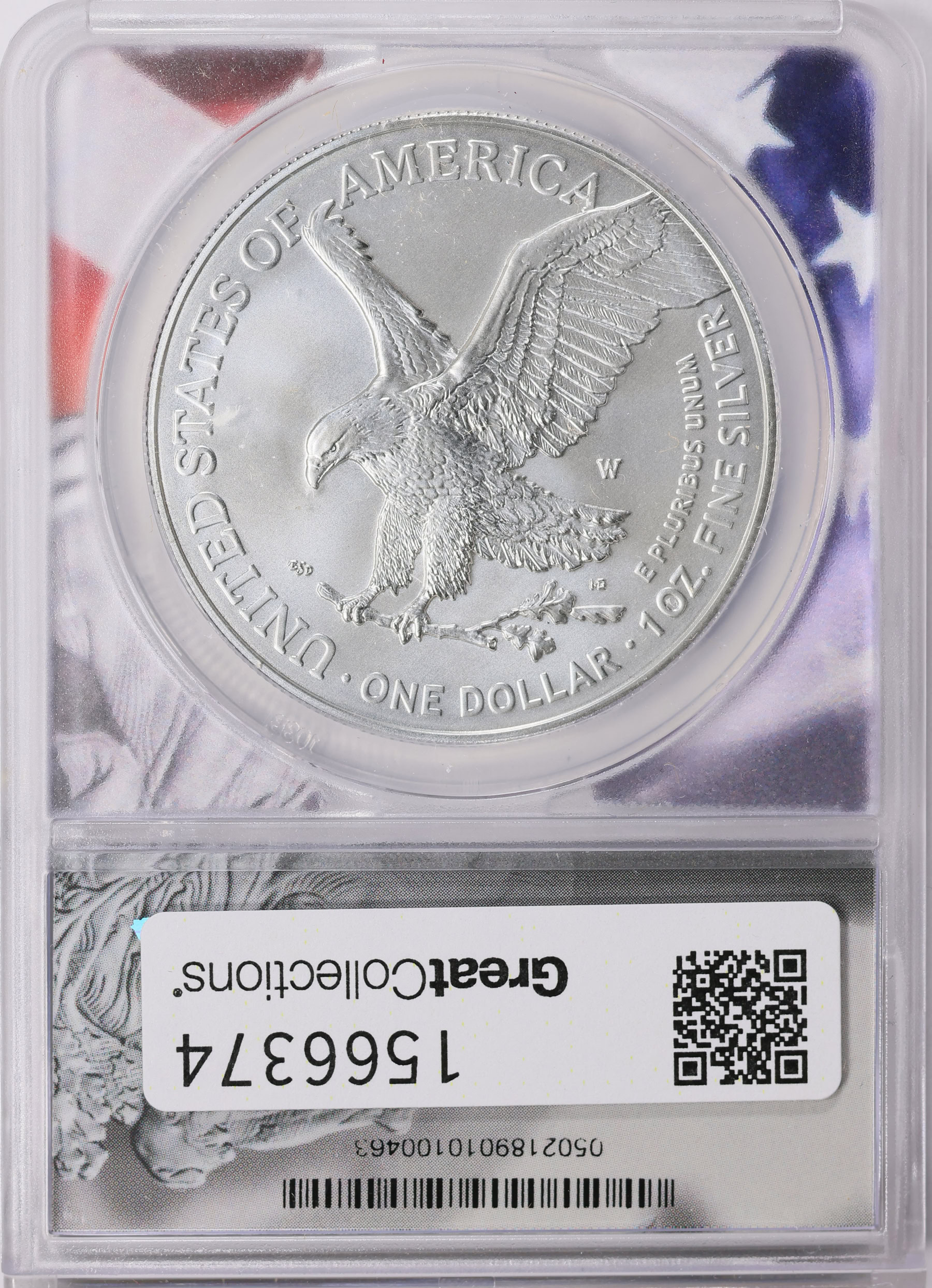 2023-W $1 Silver Eagle Burnished Advance Release ANACS SP-70 (Flag Frame Holder) | ANACS Cert ...