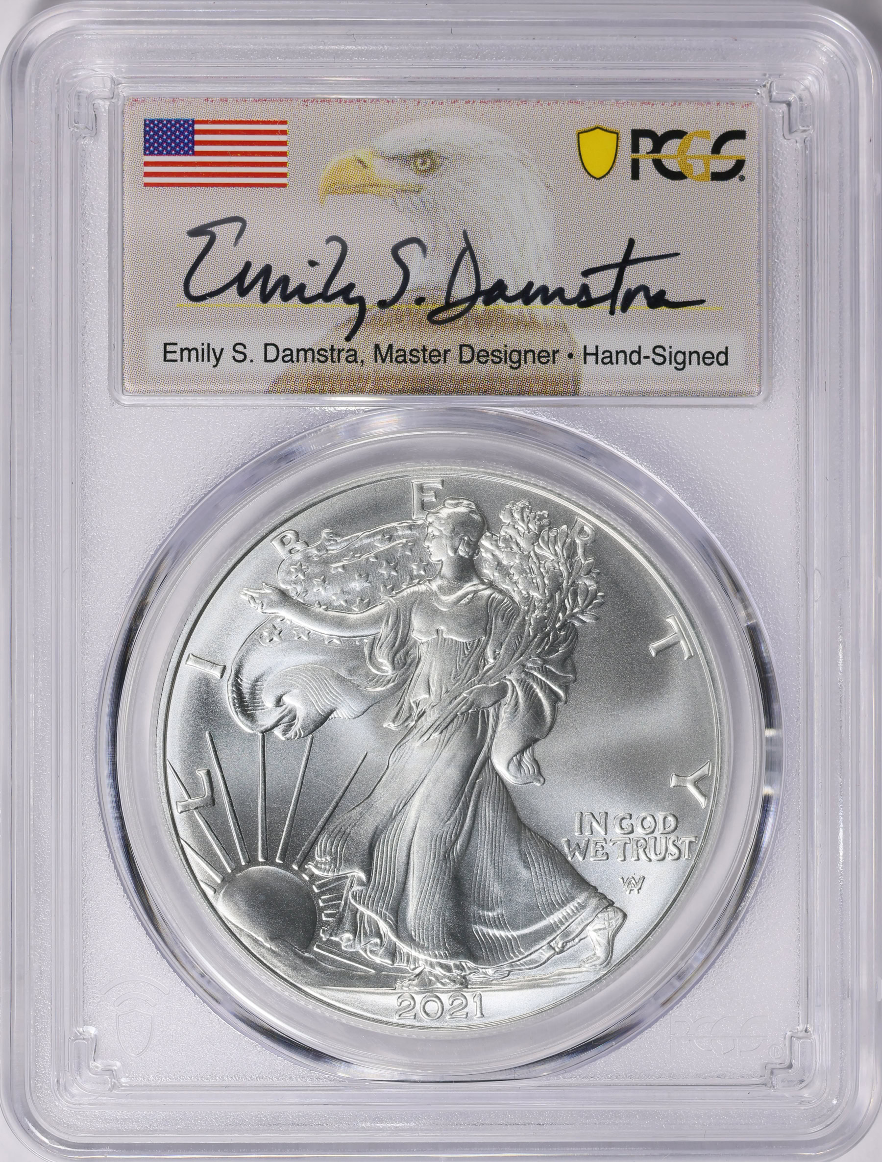 2021 $1 Silver Eagle Type 2 First Strike PCGS MS-70 (Emily S. Damstra ...