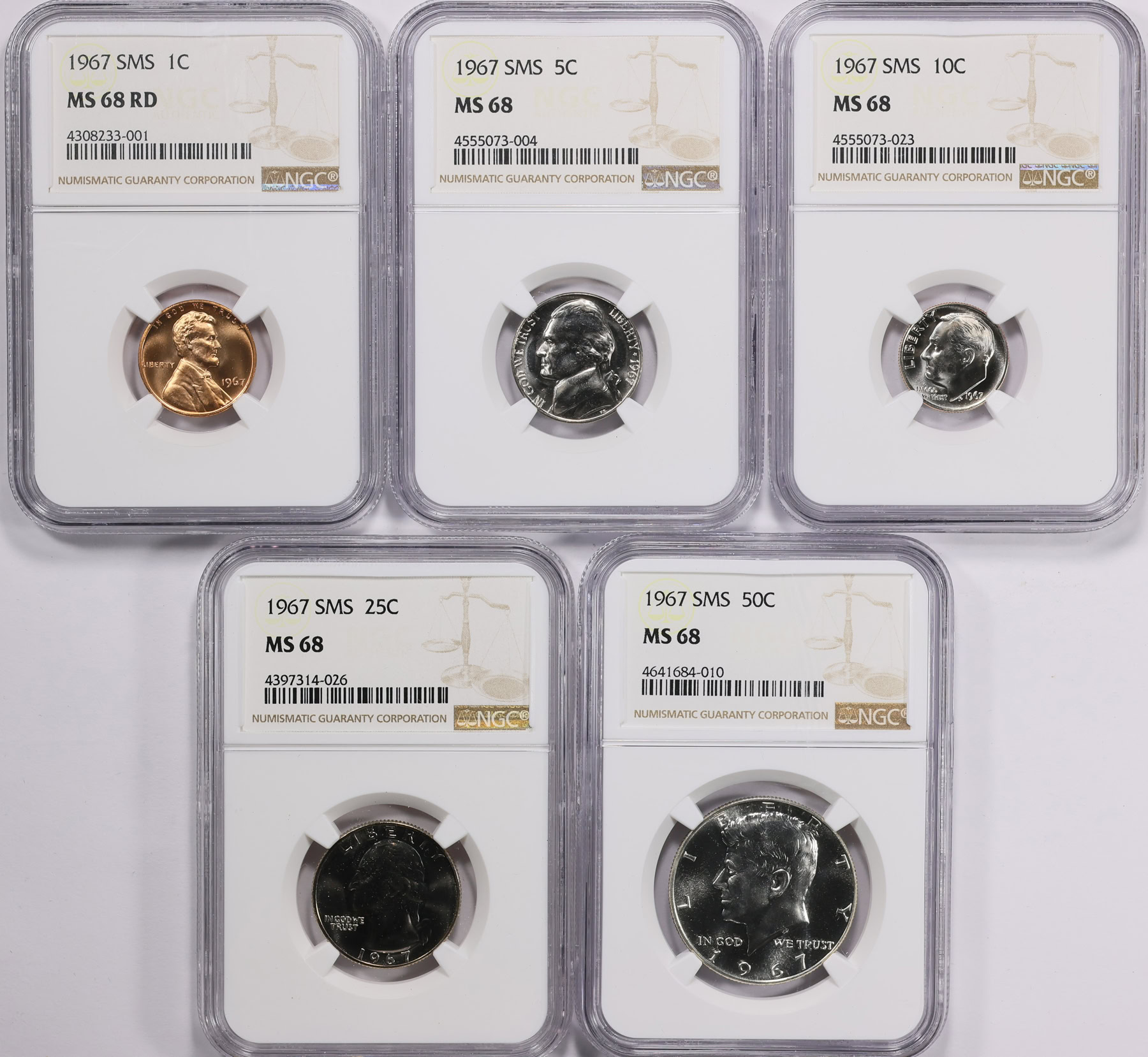 1967 1c-50c SMS Set NGC MS-68 (5 Coins) (Item 1566702 ...