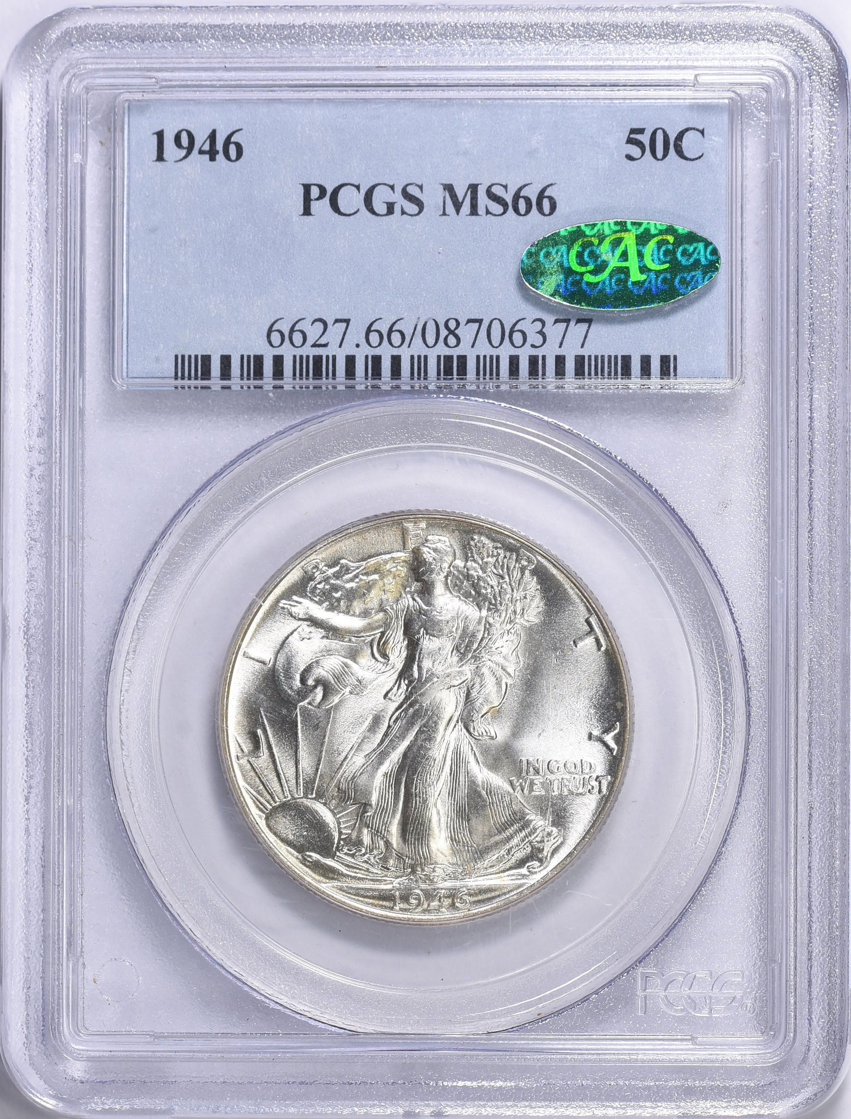 1946 Walking Liberty Half Dollar PCGS MS-66 (CAC Green) (Item 1567388) | GreatCollections Coin ...