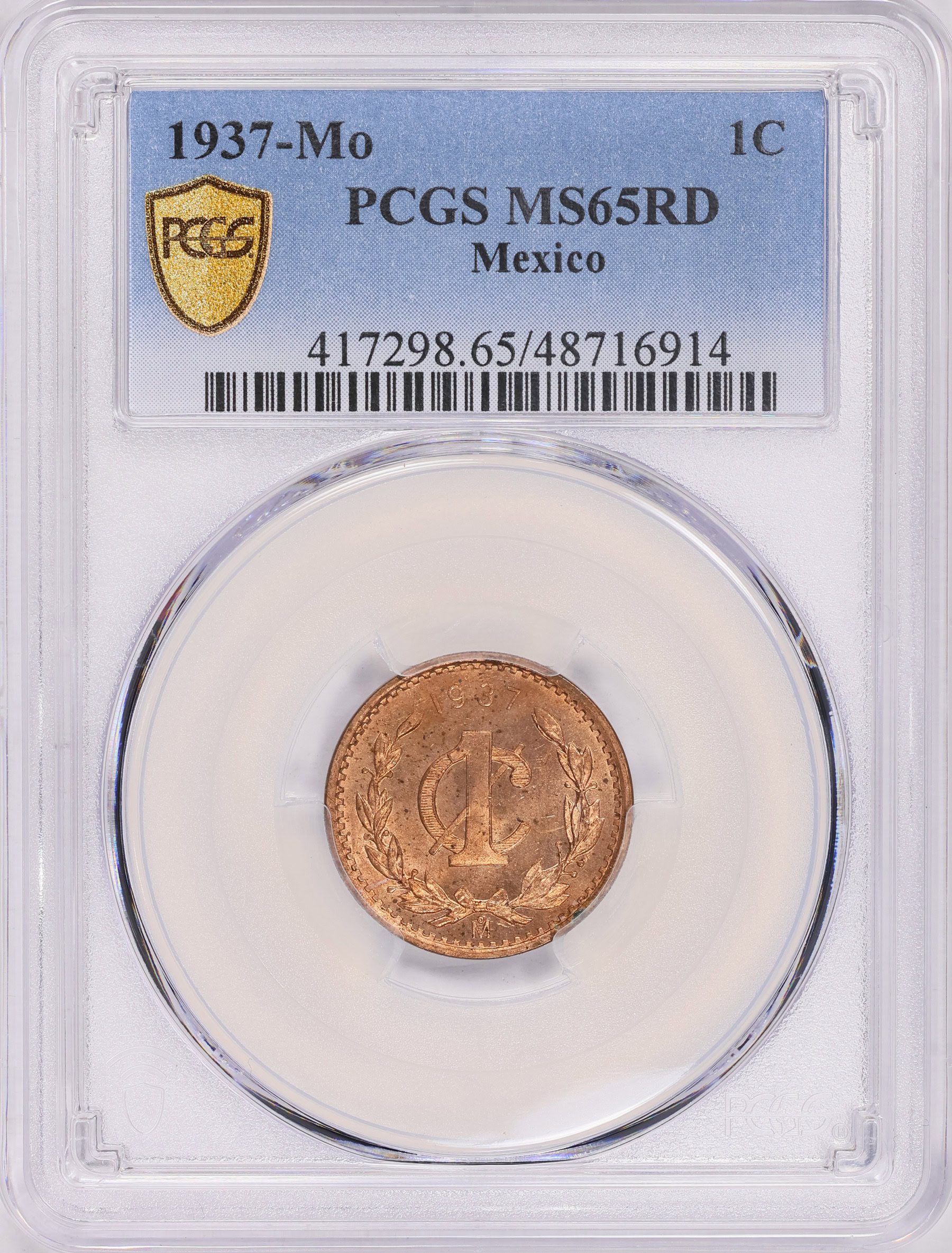 Mexico 1937-Mo Centavo KM-415 PCGS MS-65 RD (Item 1568104 ...