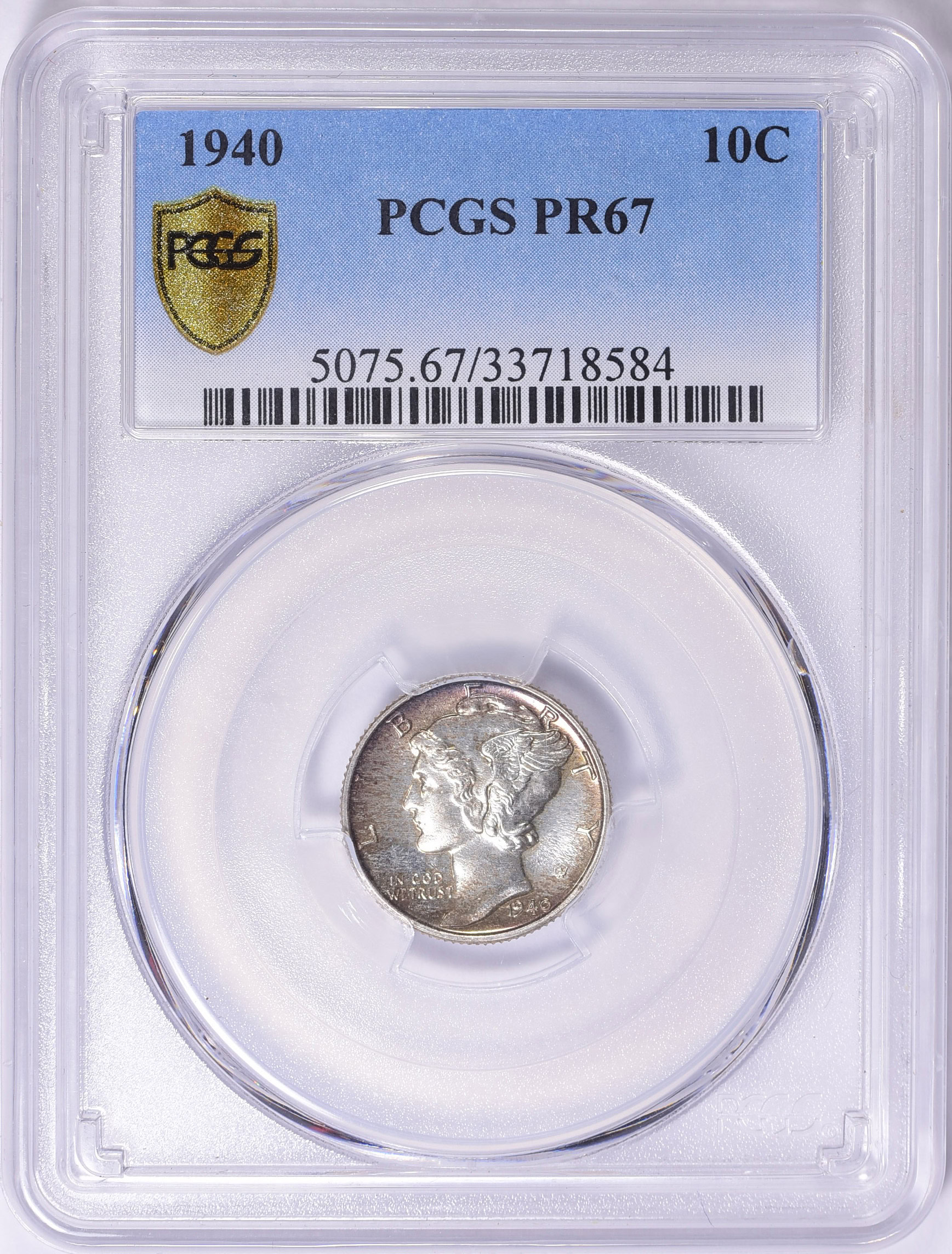 1940 Mercury Dime PCGS Proof-67 (Toned) (Item 1568415) | GreatCollections Coin Auctions