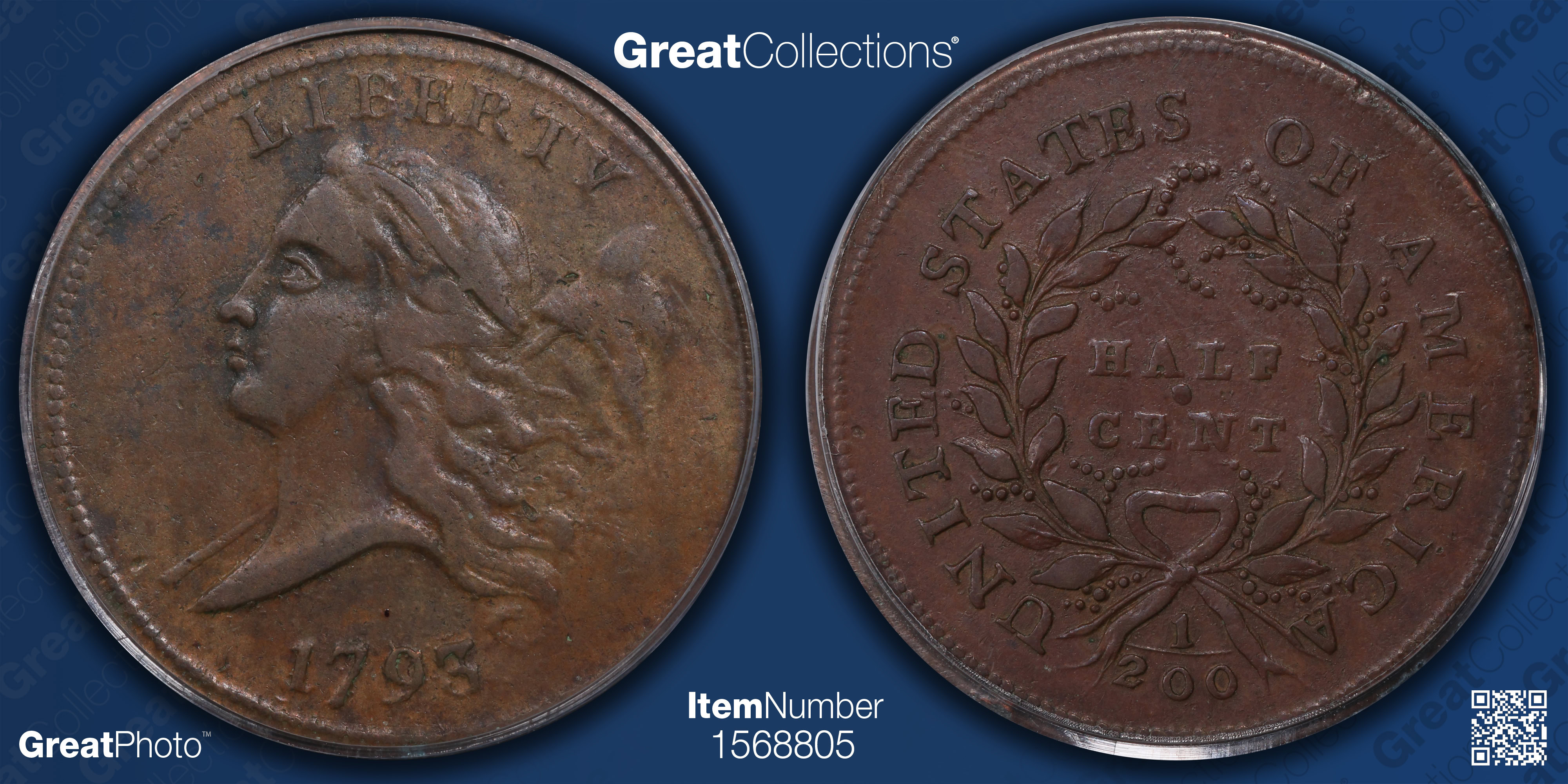 1793 Liberty Cap Half Cent PCGS VF-35 BN (Item 1568805 ...