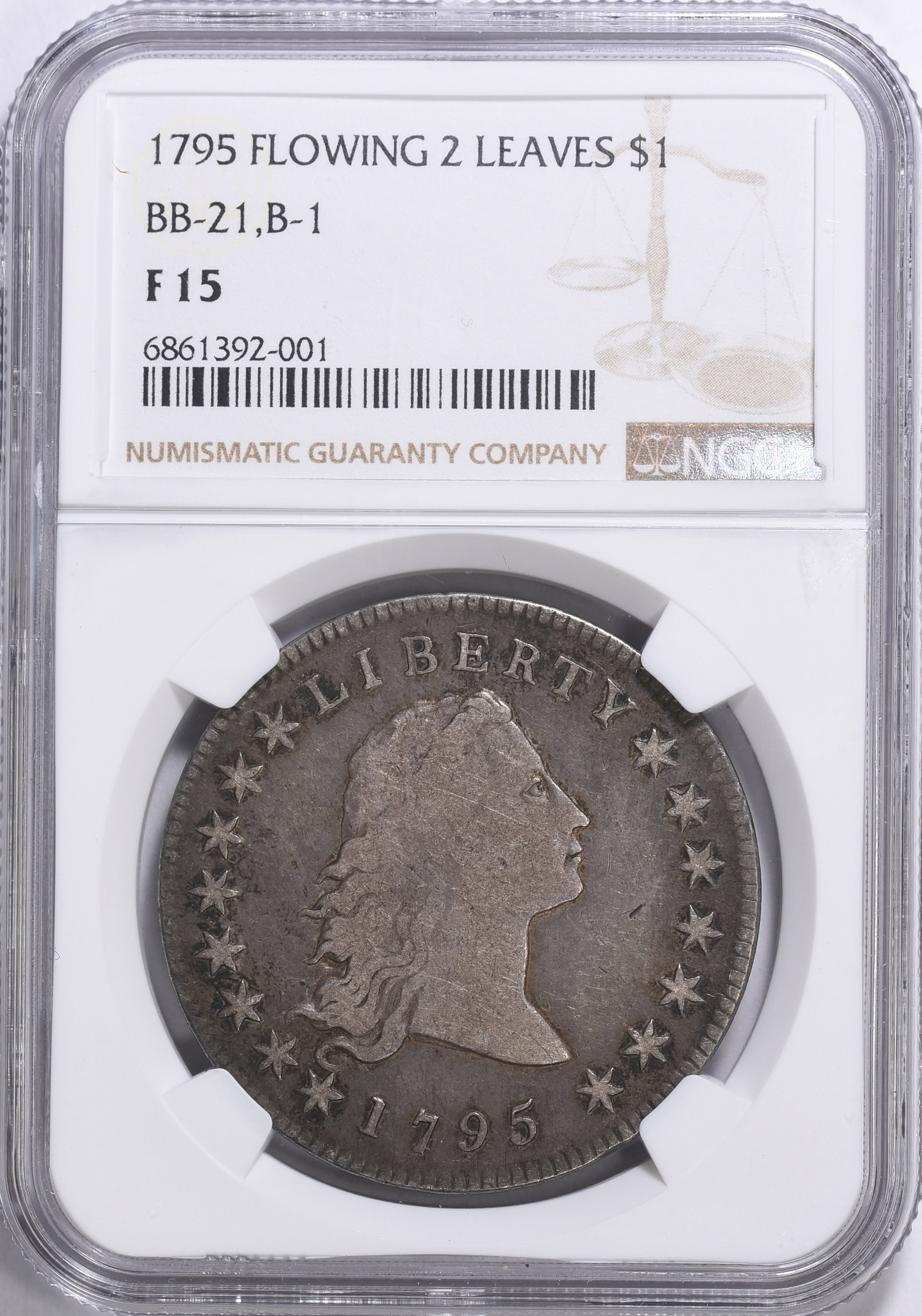1795 Flowing Hair Silver Dollar B-1, BB-21 NGC F-15 (Item 1569154) | GreatCollections Coin Auctions