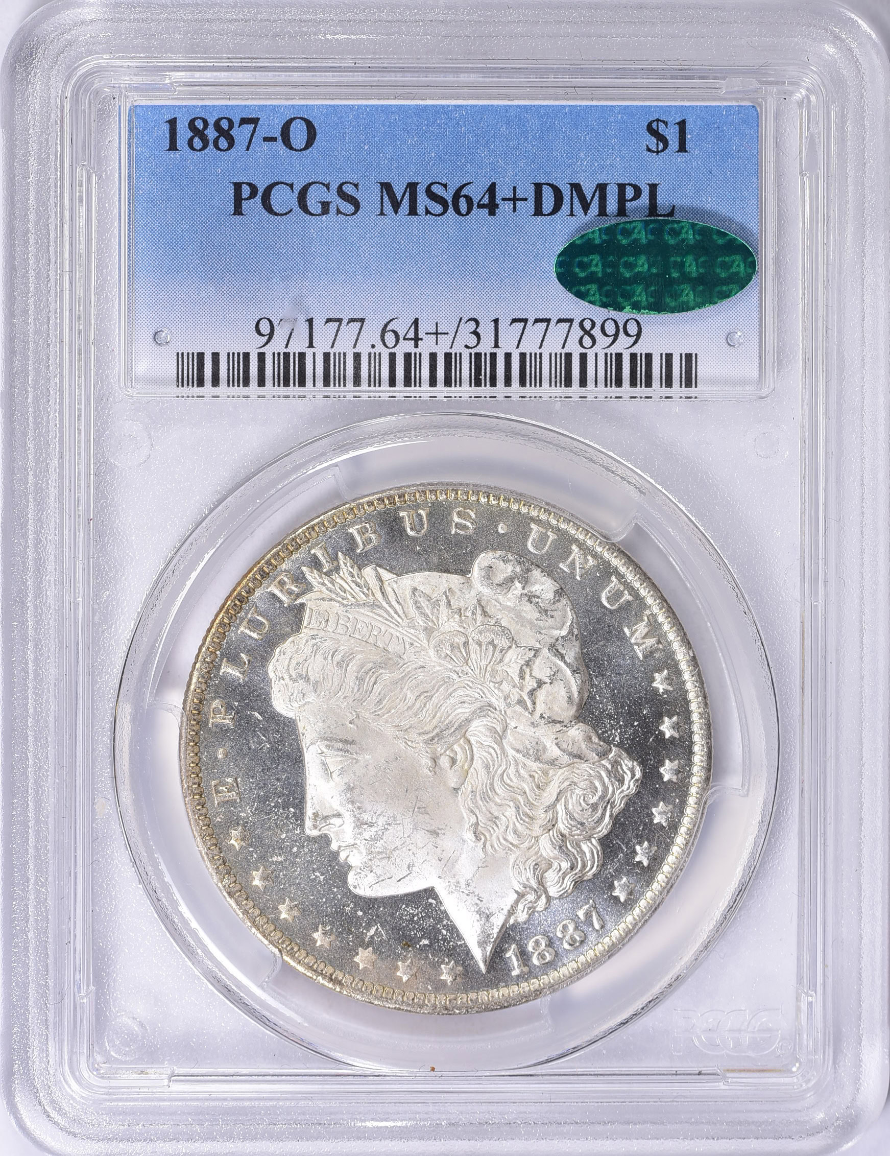 1887-O Morgan Silver Dollar PCGS MS-64+ DMPL (CAC Green) (Item 1569176) | GreatCollections Coin ...
