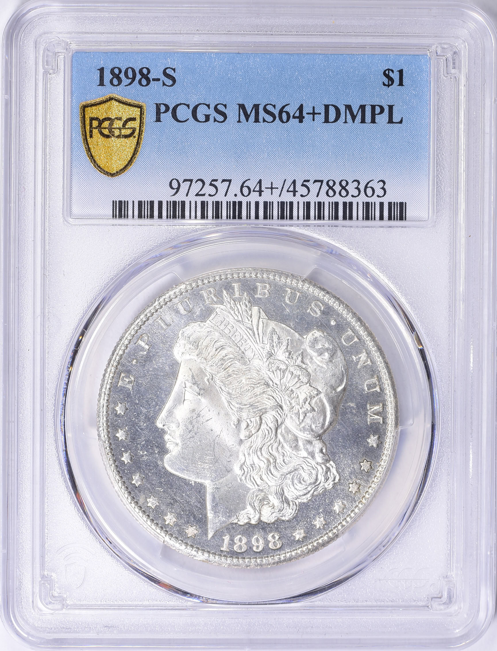 1898-S Morgan Silver Dollar PCGS MS-64+ DMPL (Item 1569179) | GreatCollections Coin Auctions