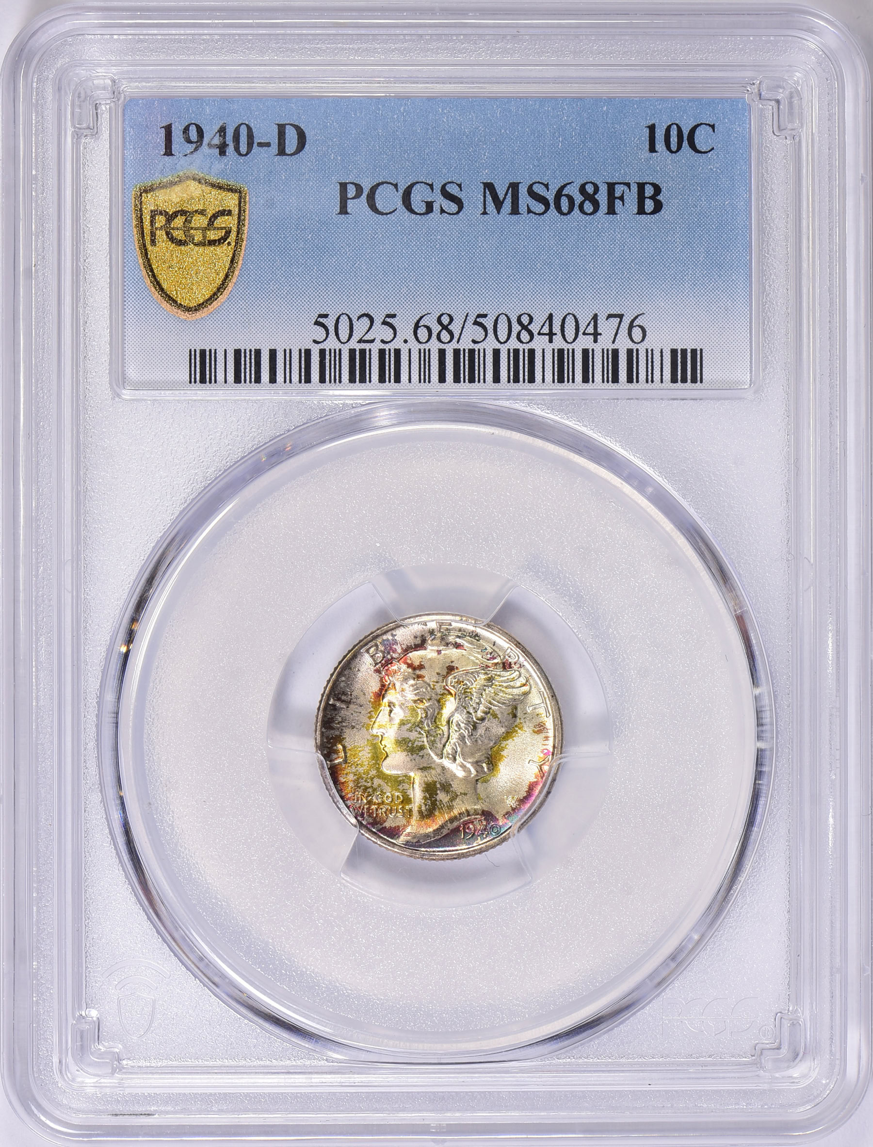 1940-D Mercury Dime PCGS MS-68 FB (Toned) (Item 1569236) | GreatCollections Coin Auctions