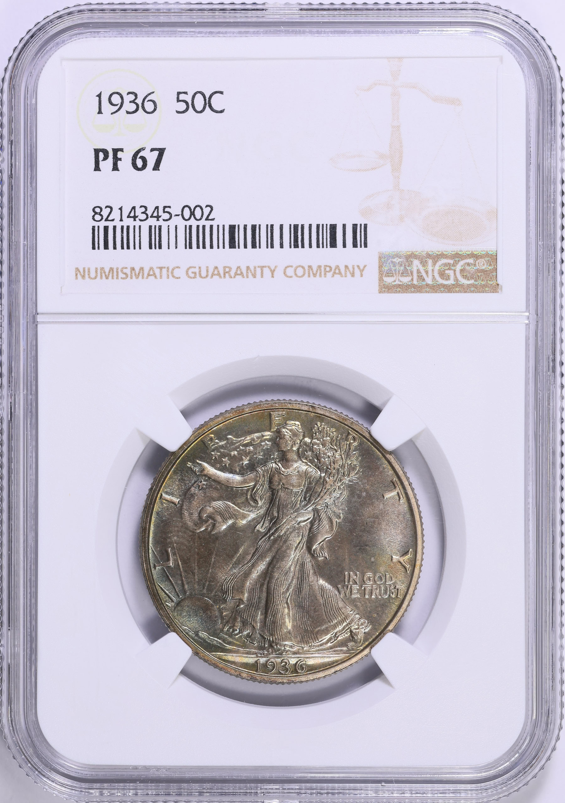 1936 Walking Liberty Half Dollar NGC Proof-67 (Toned) (Item 1569238) | GreatCollections Coin ...