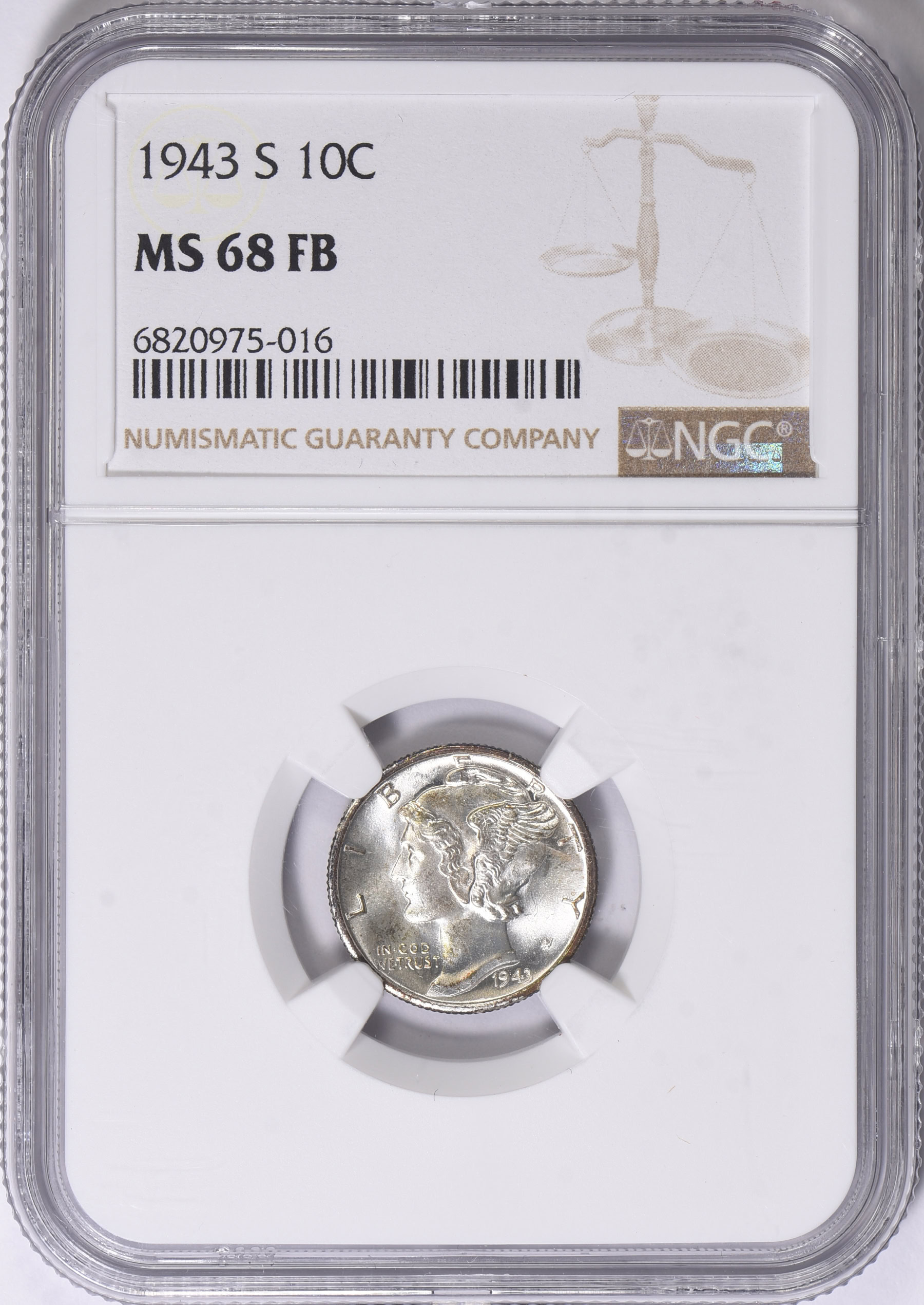 1943-S Mercury Dime NGC MS-68 FB (Item 1569253) | GreatCollections Coin Auctions