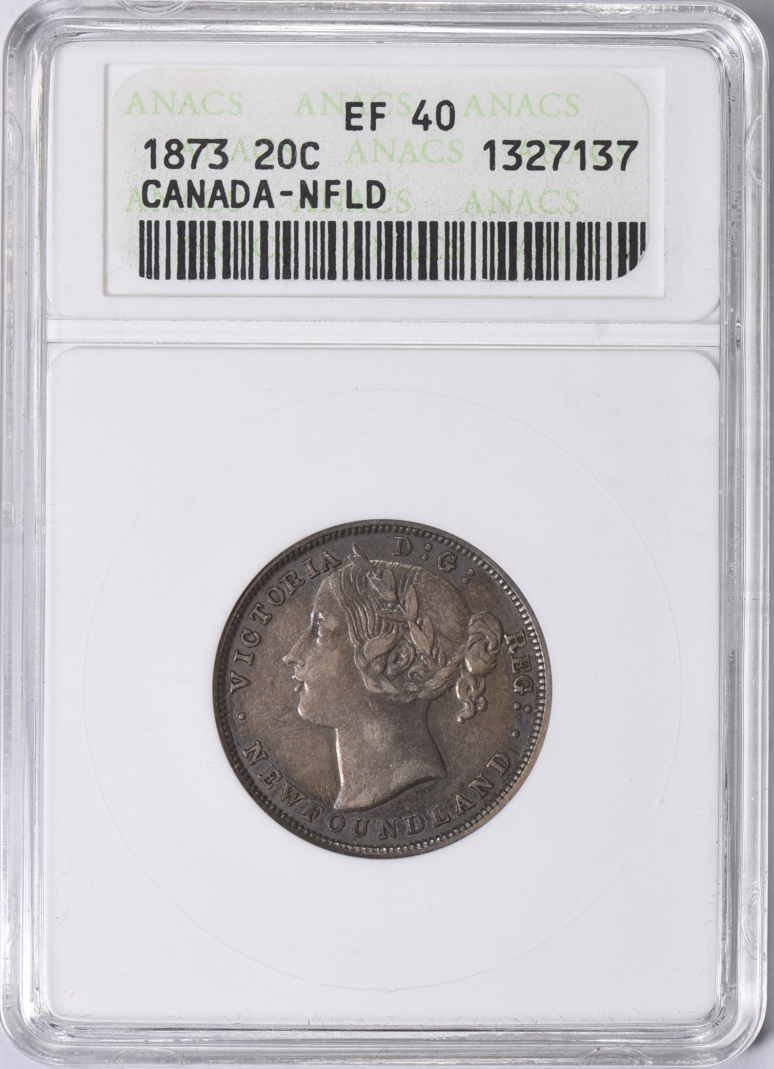 Canada - Newfoundland 1873 Silver 20 Cents KM-4 ANACS XF-40 OH (Item ...