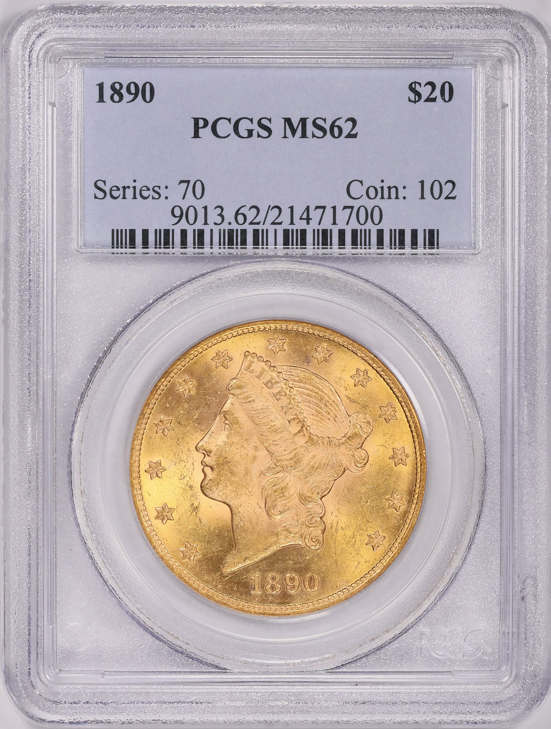 1890 Liberty Gold Double Eagle PCGS MS-62 (Item 1569578) | GreatCollections Coin Auctions