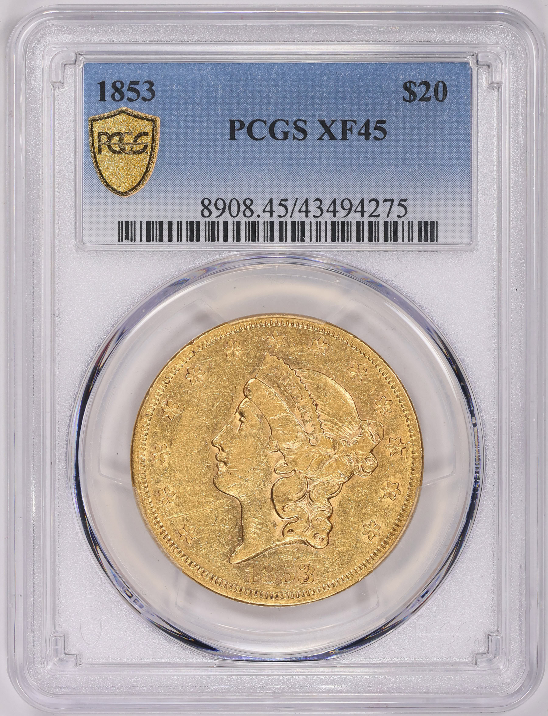 1853 Liberty Gold Double Eagle PCGS XF-45 (Item 1569668) | GreatCollections Coin Auctions